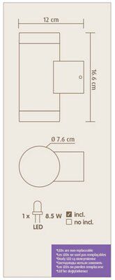 Blooma Robigo Stainless steel effect Mains-powered LED Outdoor Wall light