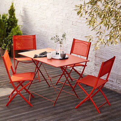Blooma Saba Plastic Vermillion Foldable Bistro Chair