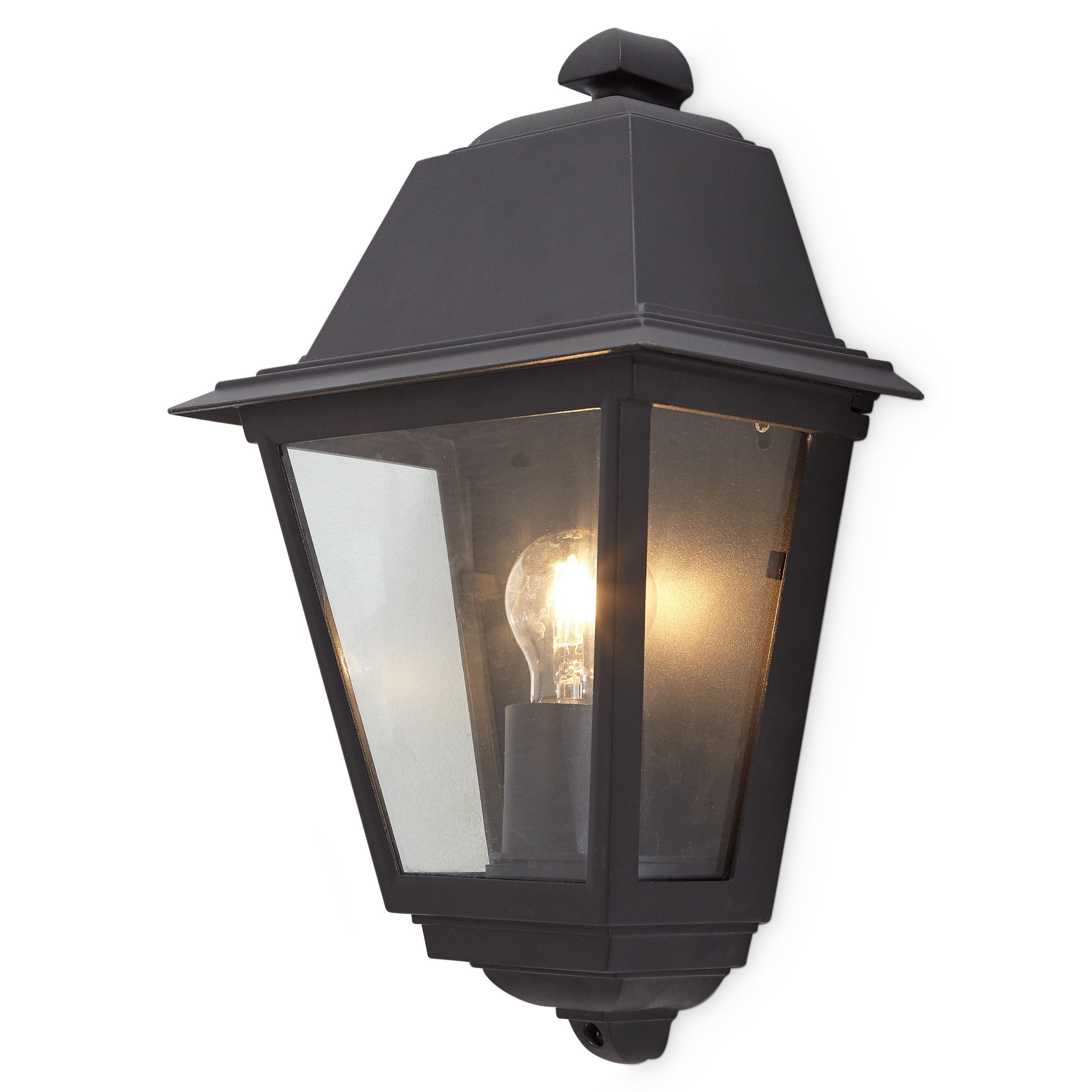 Blooma Sagwon Matt Black Mains-powered Halogen Outdoor Lantern Wall light