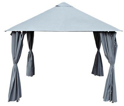 Blooma Shamal Grey Square Gazebo tent (H) 2.7m (W) 3m (D) 3m