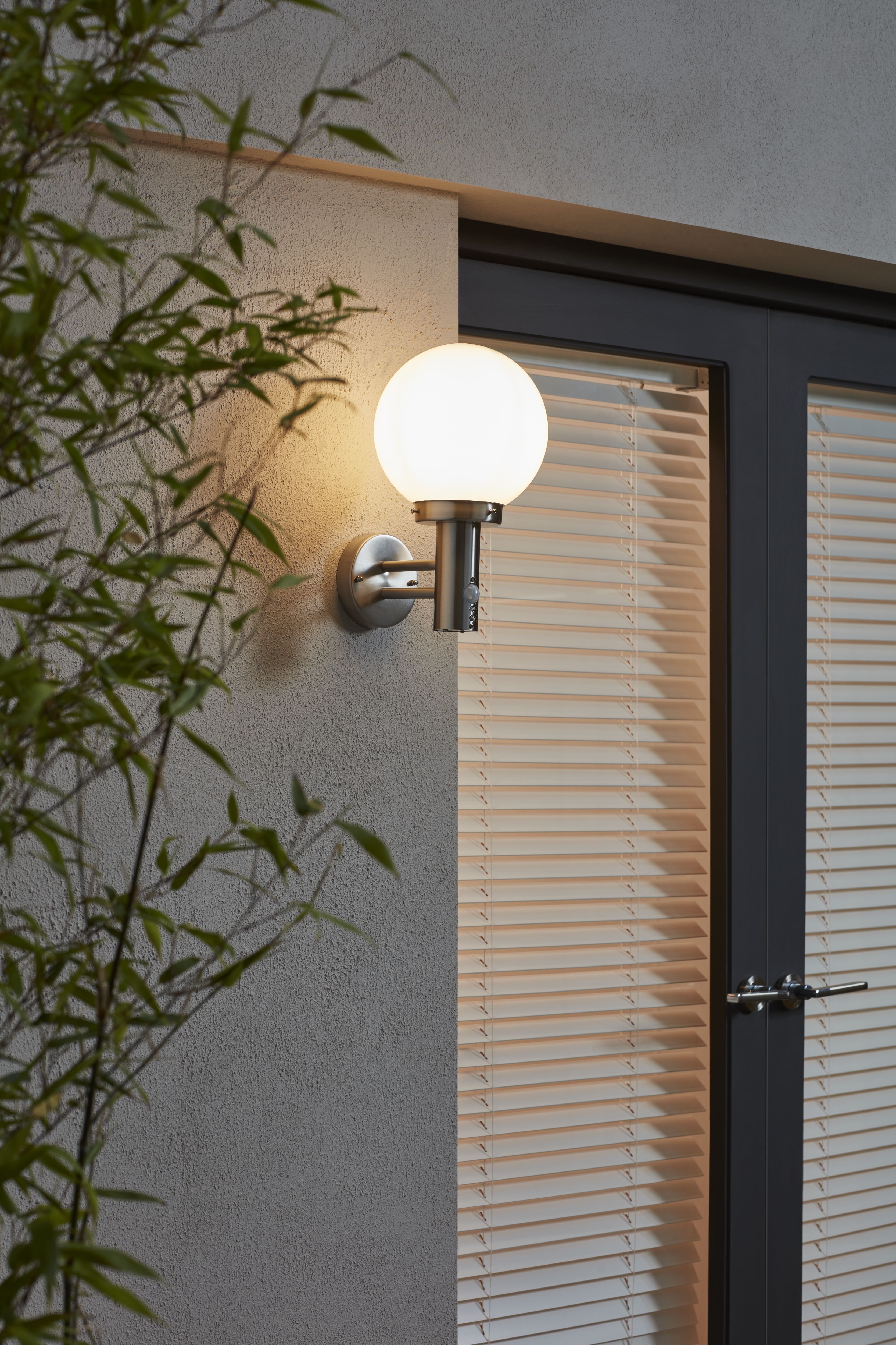 Blooma Sherbrooke Adjustable Silver effect Halogen PIR Motion sensor ...