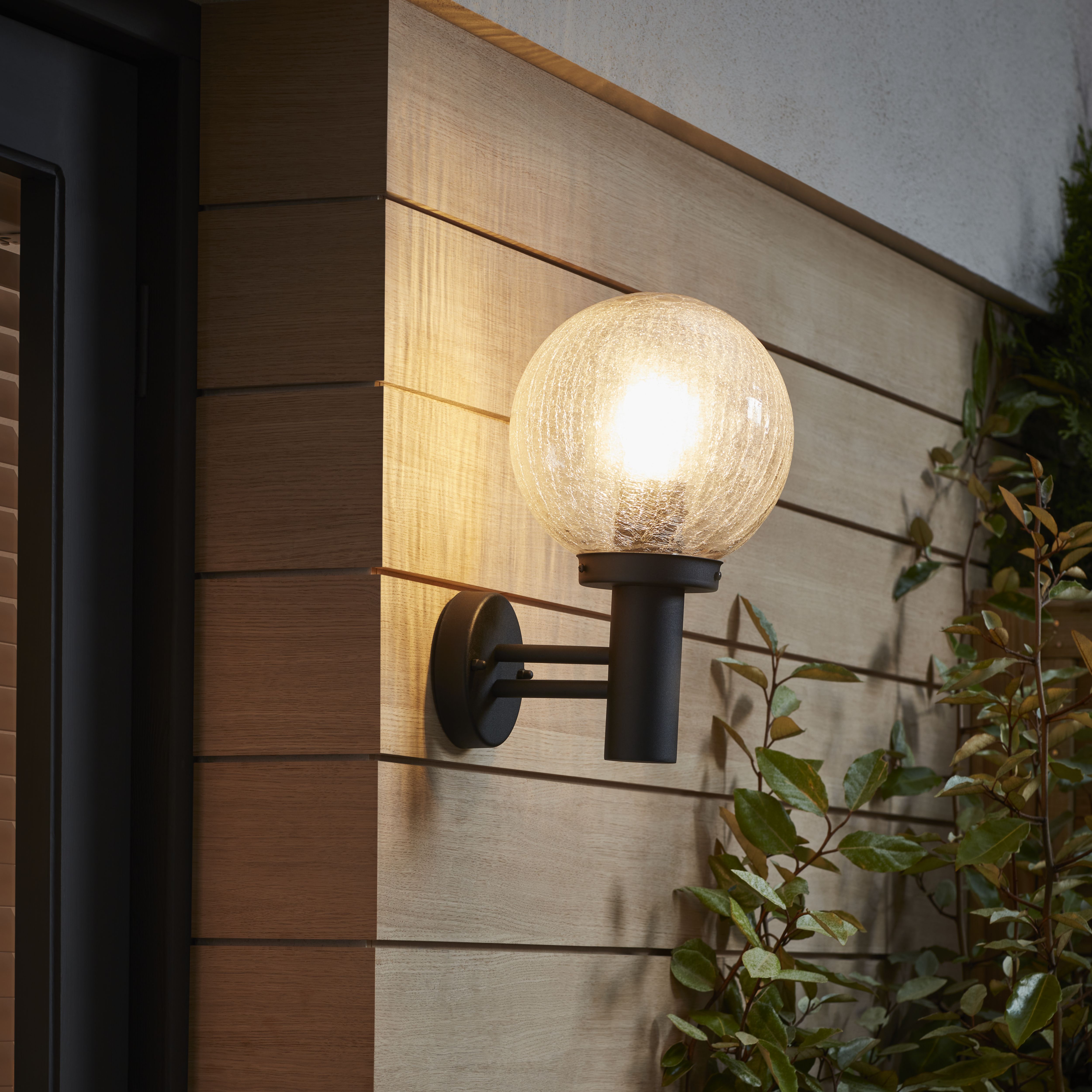 Blooma Sherbrooke Matt Black Mains-powered Halogen Outdoor Ball Wall light