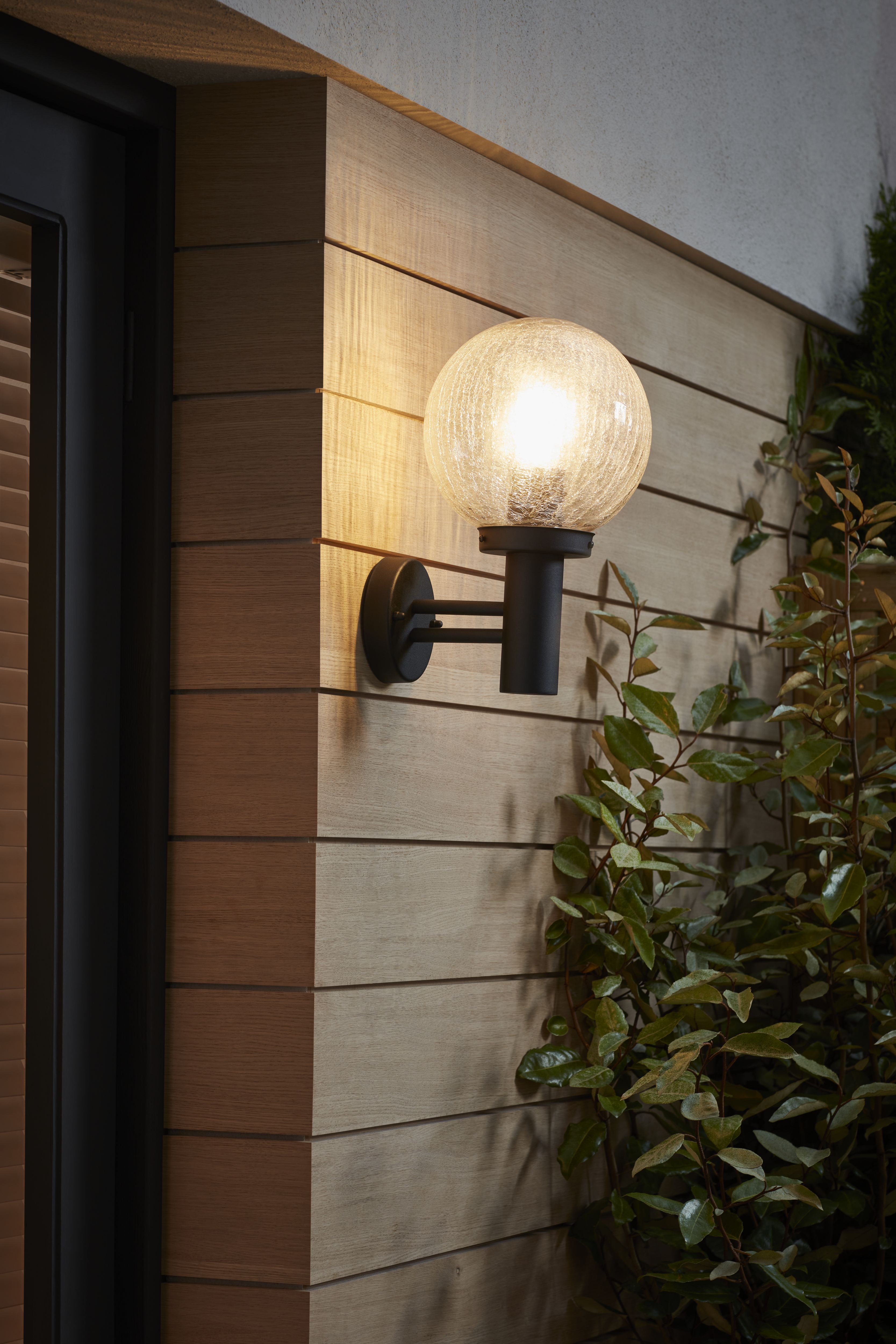 Blooma Sherbrooke Matt Black Mains-powered Halogen Outdoor Ball Wall light