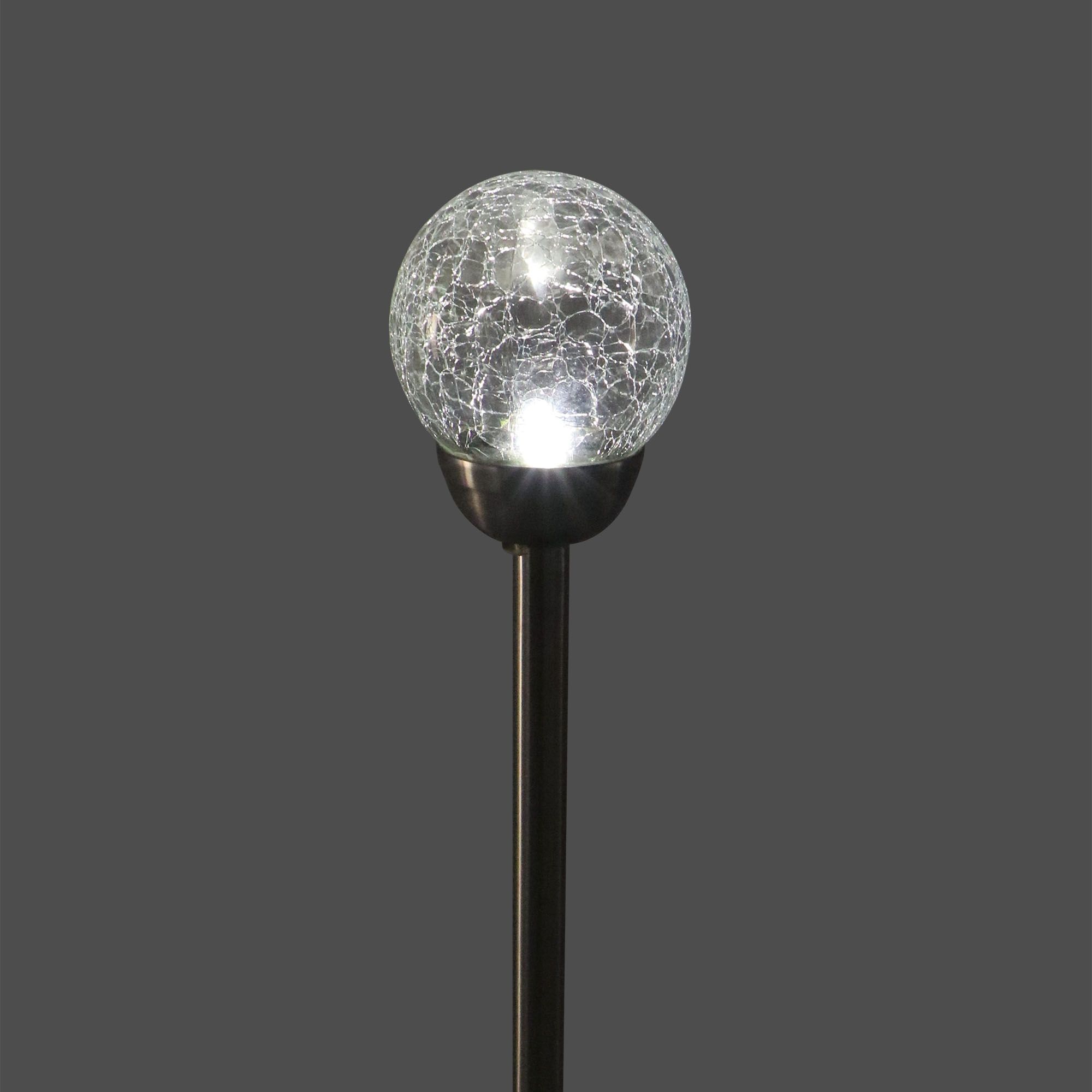 Blooma Silver Stainless steel effect Crackled ball Solar-powered ...