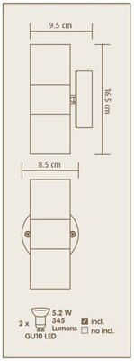 Blooma Somnus Stainless steel effect Mains-powered LED Outdoor Wall light