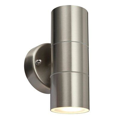 Blooma Somnus Stainless steel effect Mains-powered LED Outdoor Wall ...