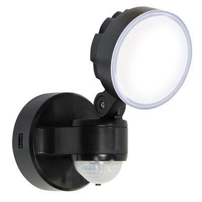 Blooma Stata Adjustable Matt Black LED PIR Outdoor Wall light 8W | DIY ...