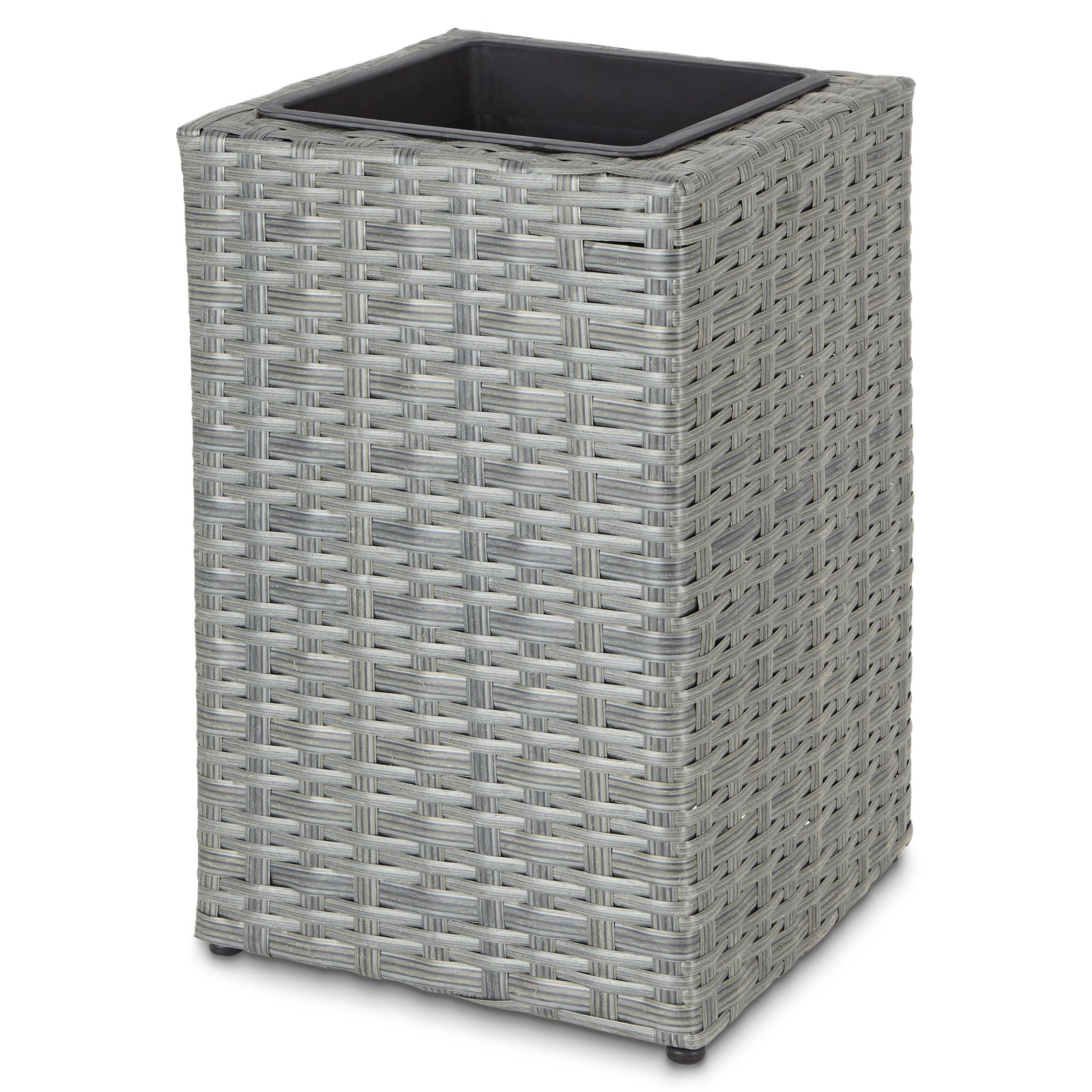Blooma Sulana Grey Rattan effect Plastic Square Plant pot (Dia) 30cm ...