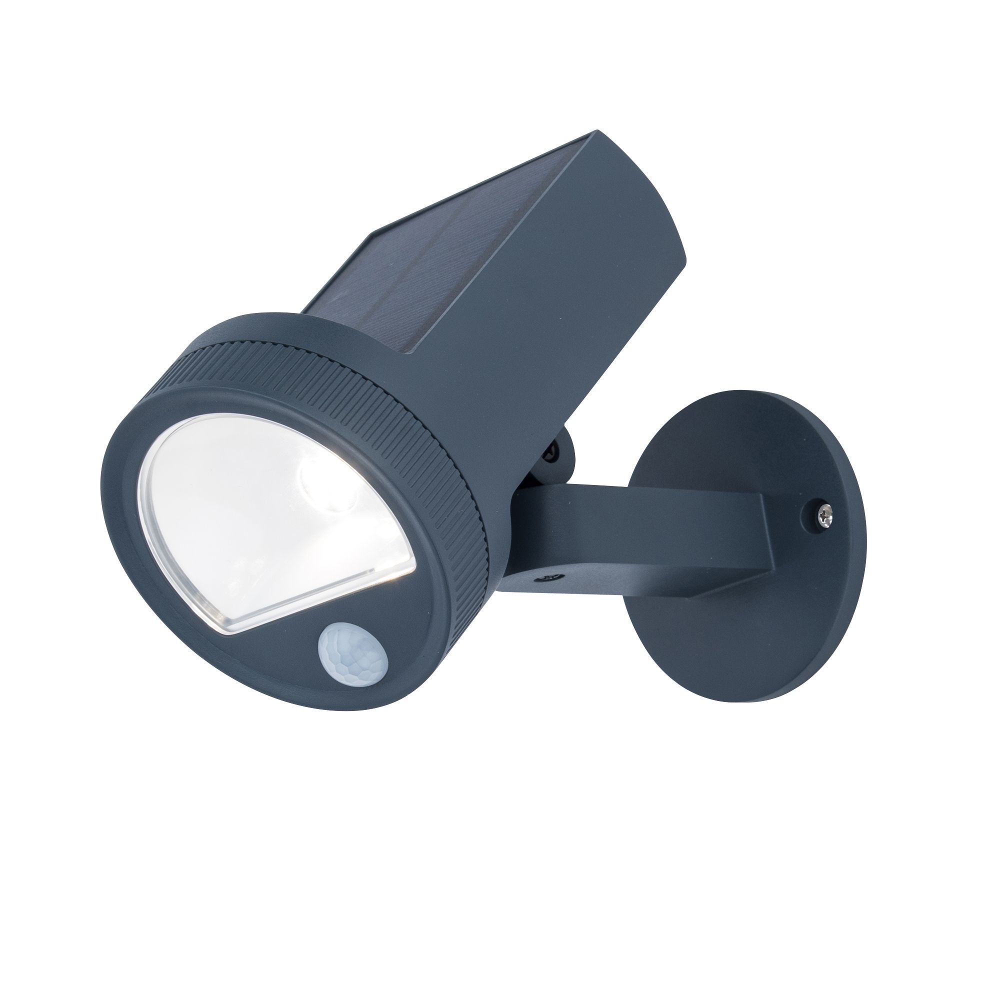 Blooma Tavares Adjustable Dark grey Solar-powered LED 2W PIR With ...