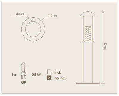 BLOOMA TELLUMO STAINLESS STEEL EFFECT MAINS-POWERED 1 LAMP OUTDOOR POST ...
