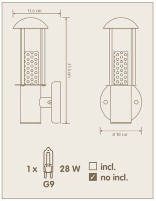 Blooma Tellumo Stainless steel effect Mains-powered Outdoor Wall light ...