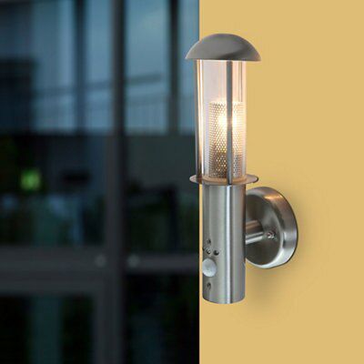 Blooma Tellumo Stainless steel effect PIR Outdoor Wall light 28W
