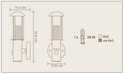 Blooma Tellumo Stainless steel effect PIR Outdoor Wall light 28W