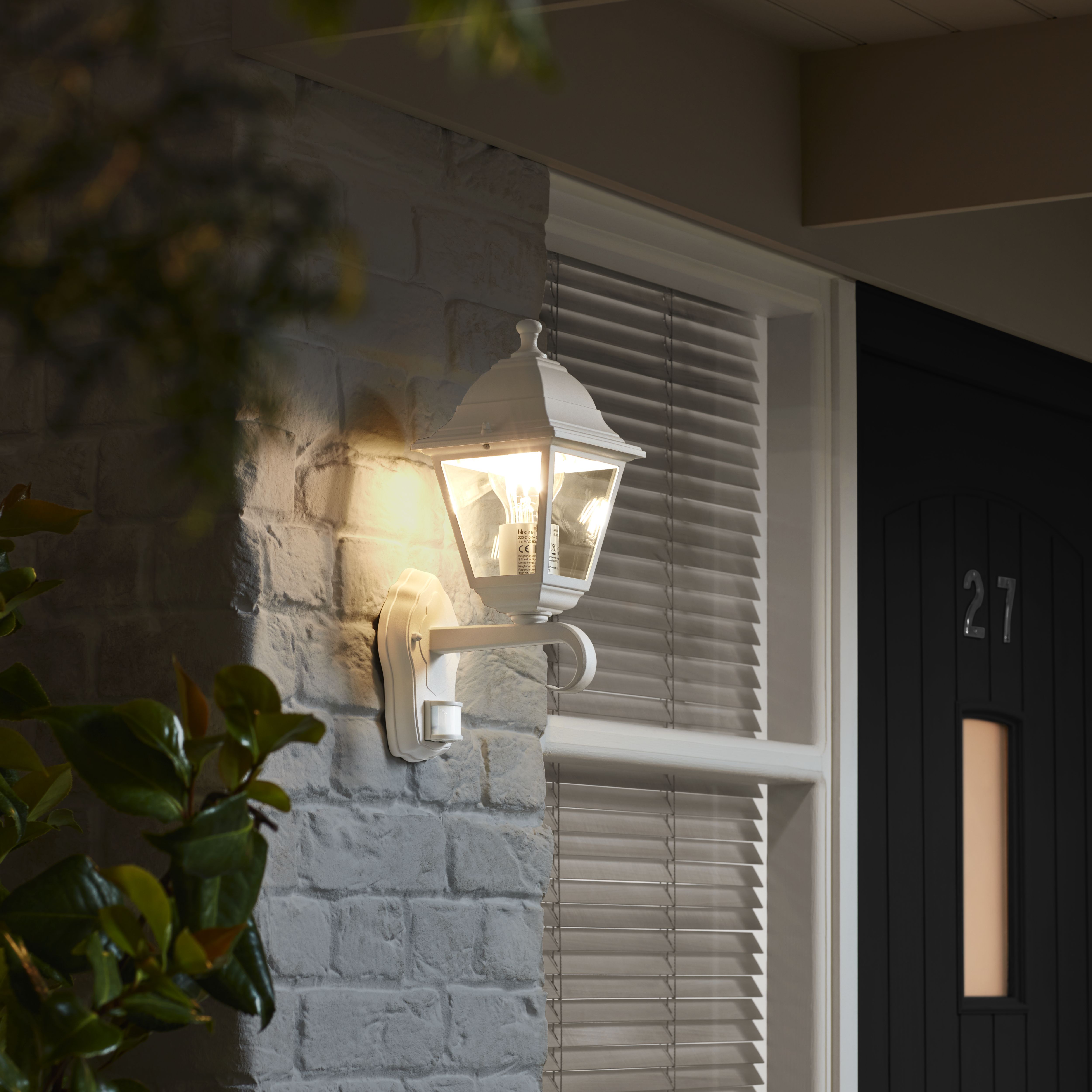 Blooma Varennes Matt White Halogen PIR Motion sensor Outdoor Lantern ...