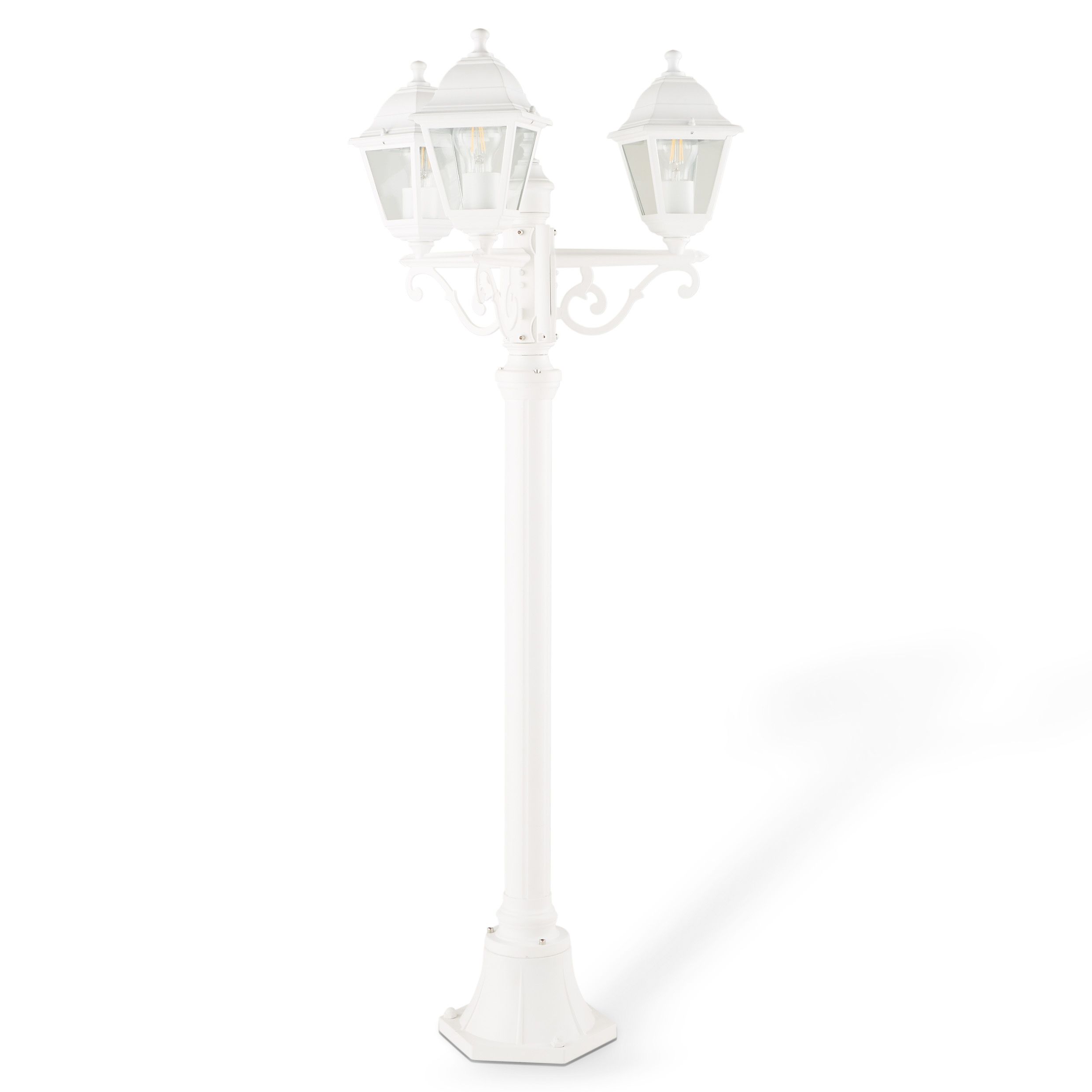 Blooma Varennes White Mains-powered 3 lamp Halogen 4 faces Post lantern ...
