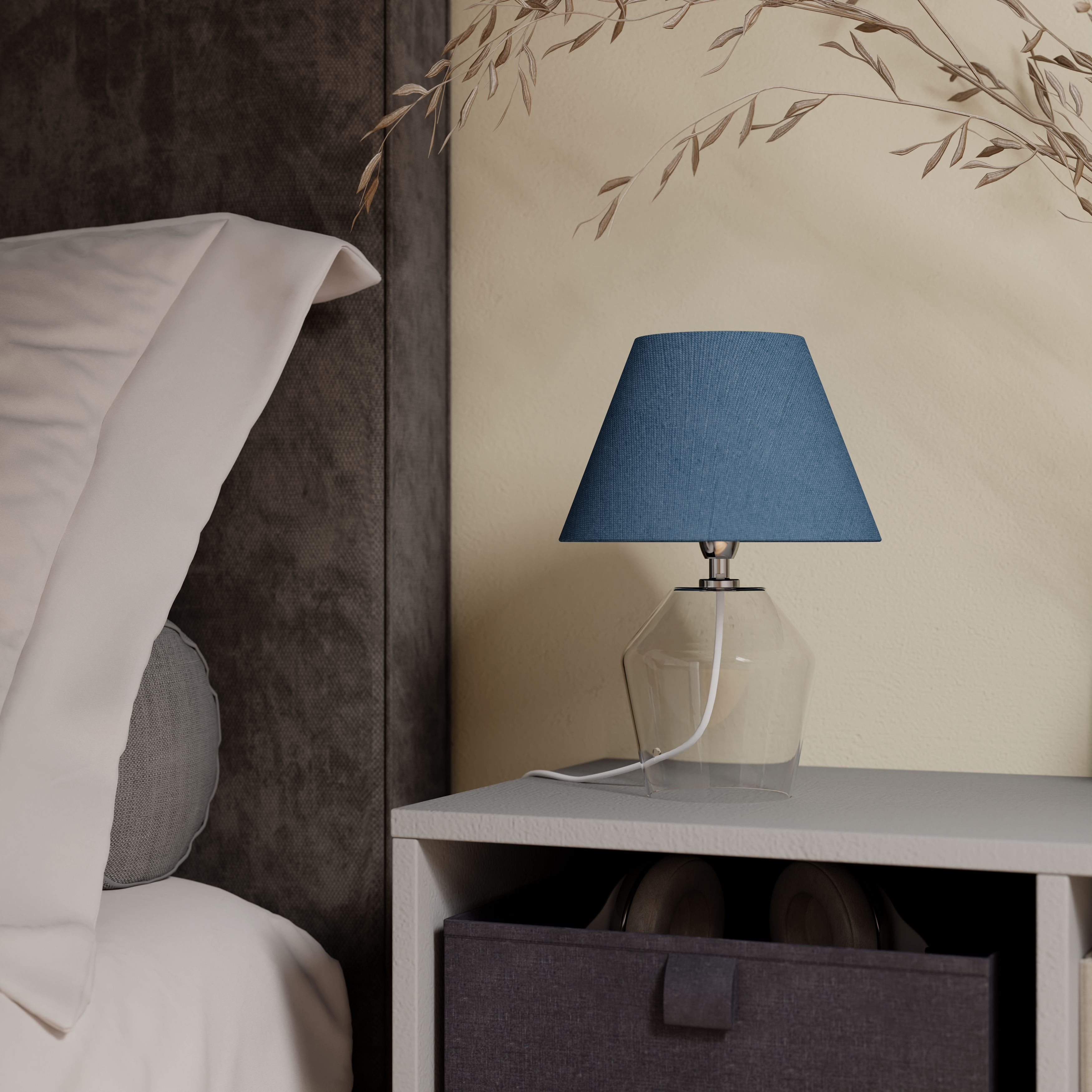 Blue & Clear Glass LED Table lamp