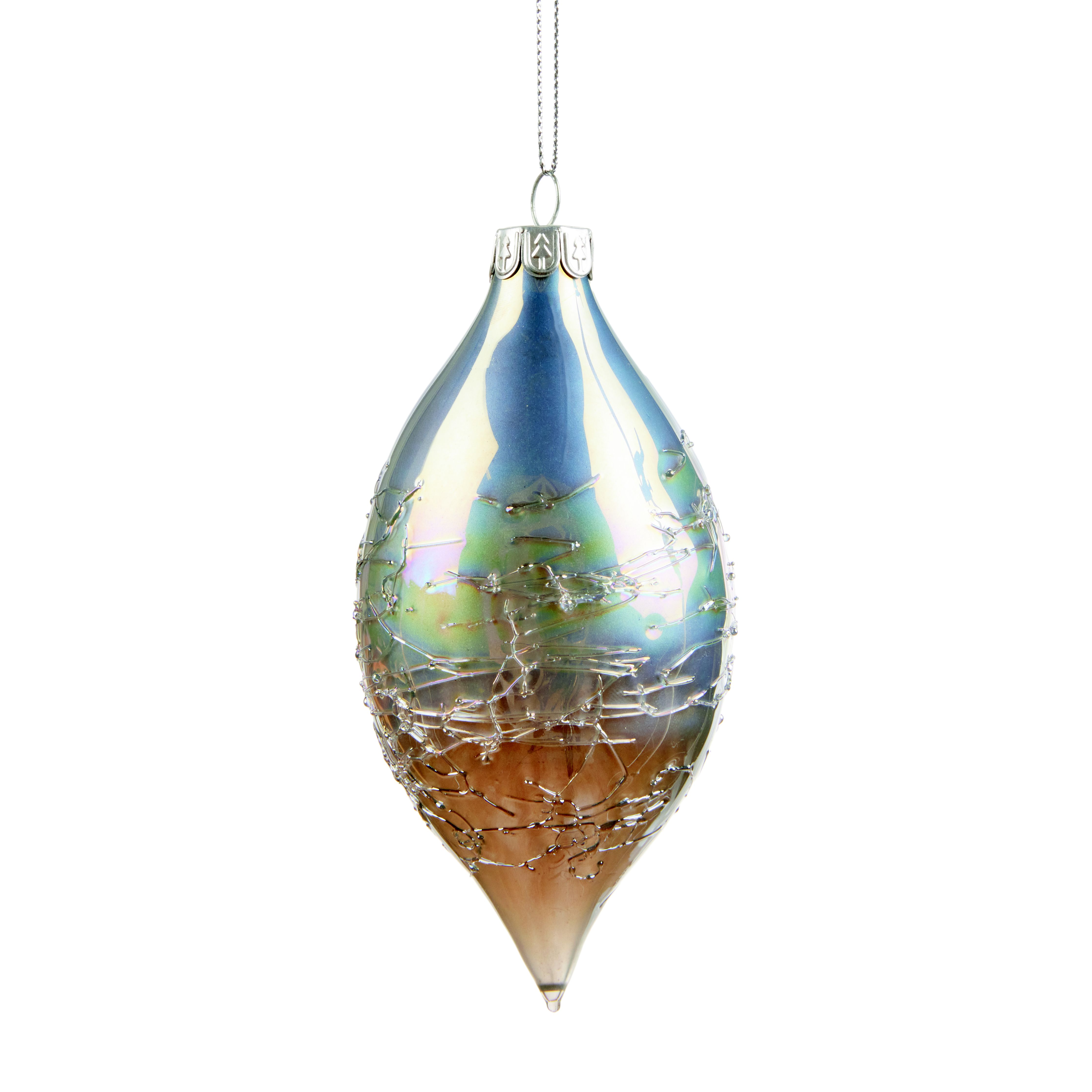 Blue Glass Round Christmas bauble set (D) 80mm