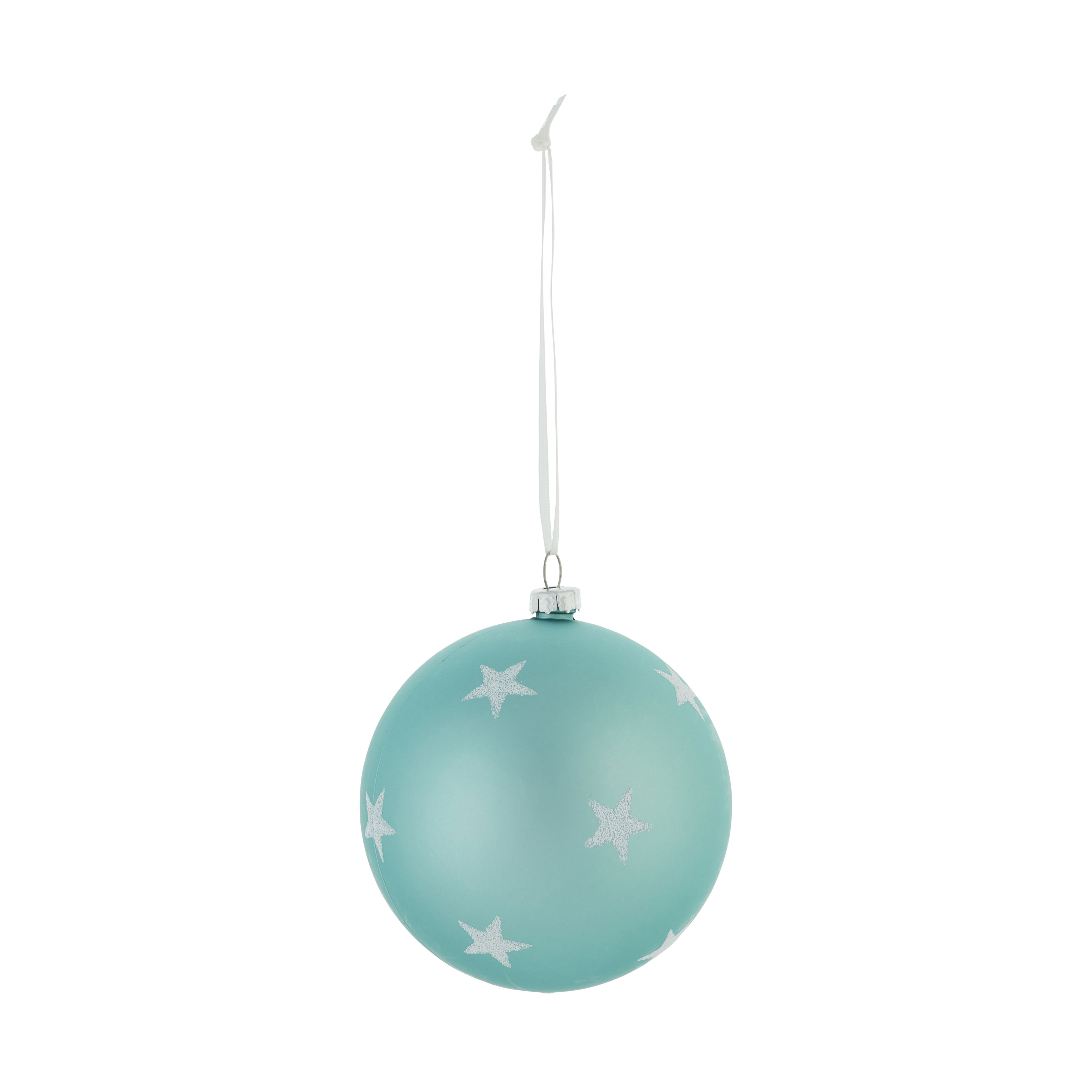 Blue Glitter effect Plastic Star Bauble