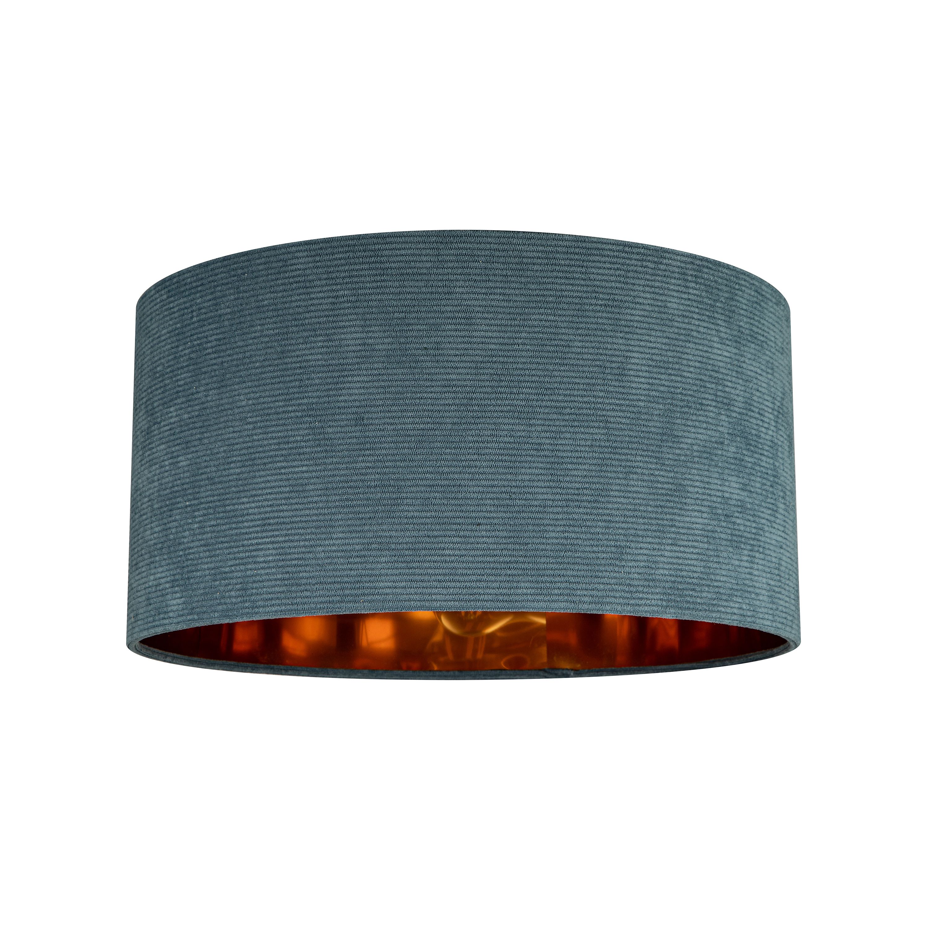 Blue Gold effect Ribbed Velvet Drum Lamp shade (D)40cm