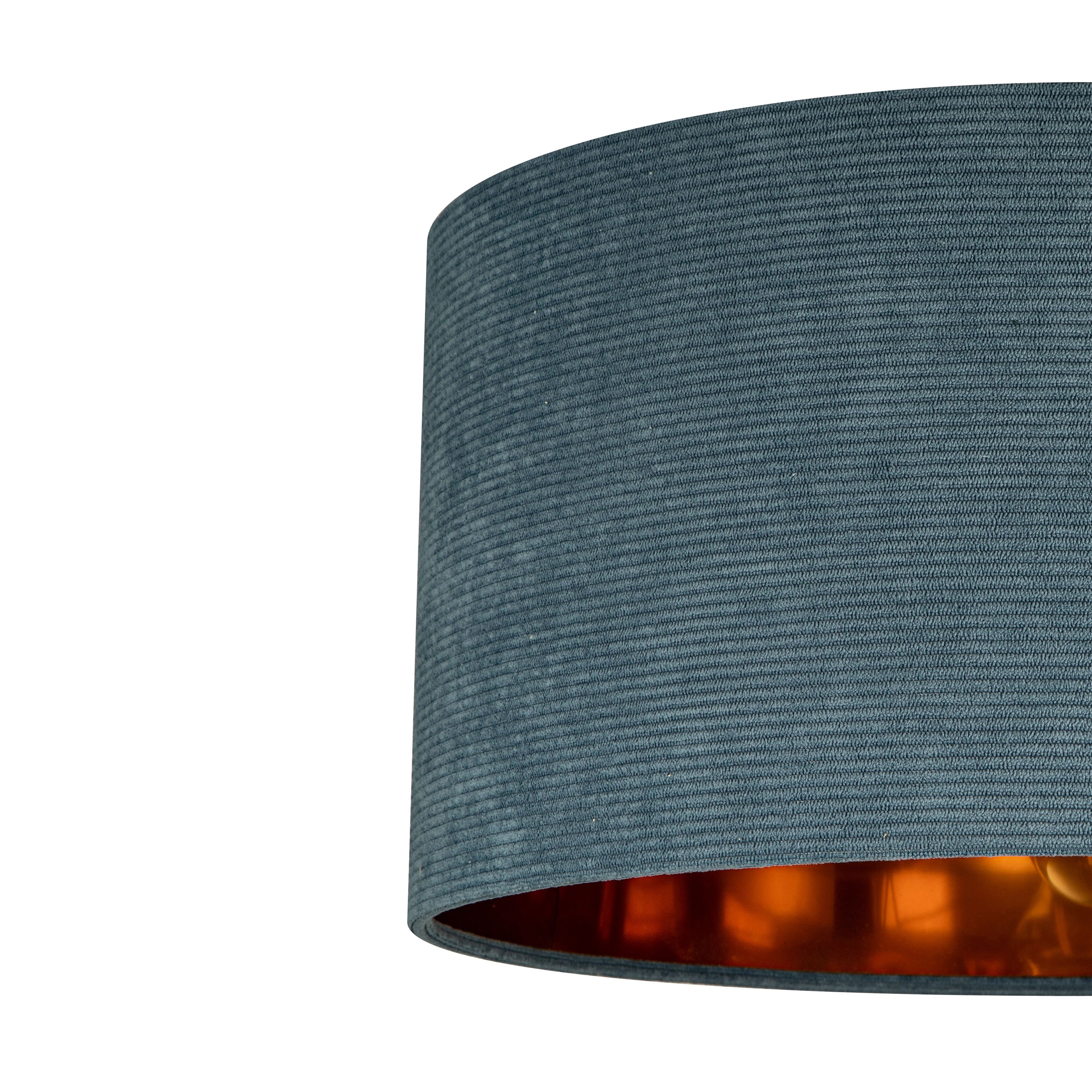 Blue Gold effect Ribbed Velvet Drum Lamp shade (D)40cm