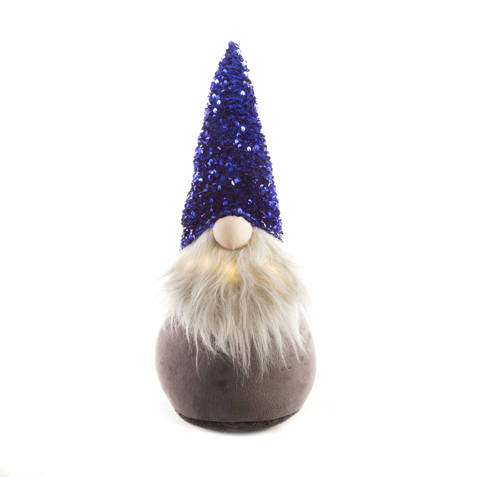 Blue Large Sequin hat Gnome LED Electrical christmas decoration
