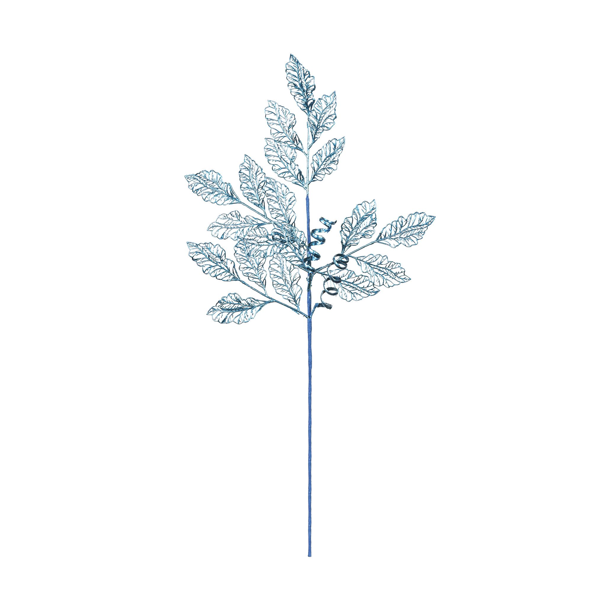 Blue Metallic effect Leaf Christmas pick