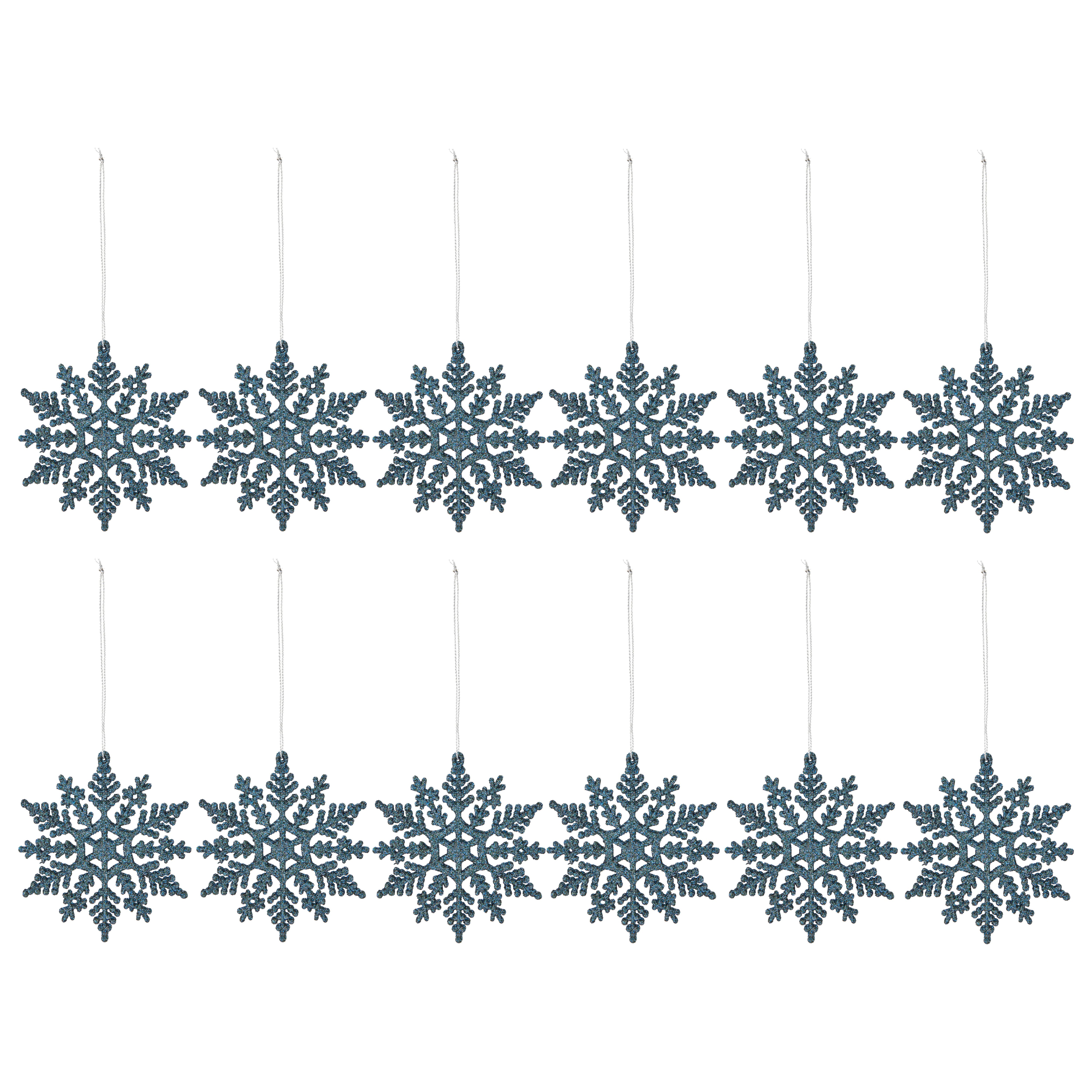 Blue Plastic Snowflakes Hanging decoration set, Set of 12 | DIY at B&Q