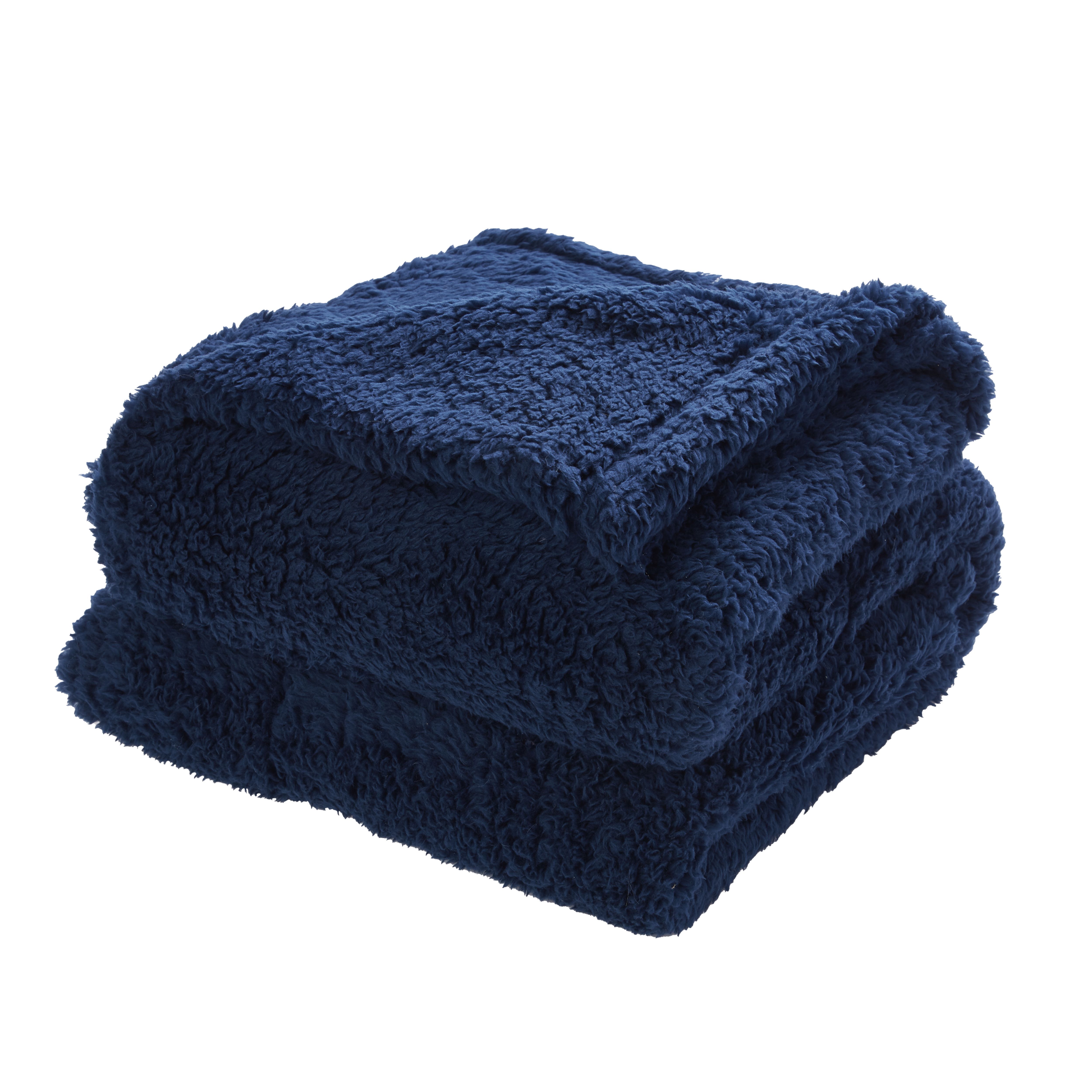 Blue Teddy Fleece Throw | DIY at B&Q