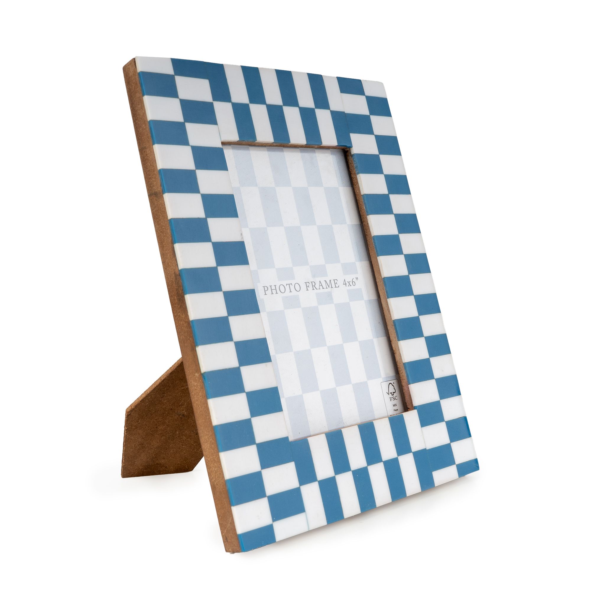 Blue & White Checkered Single Photo frame (H)21.5cm x (W)16.3cm