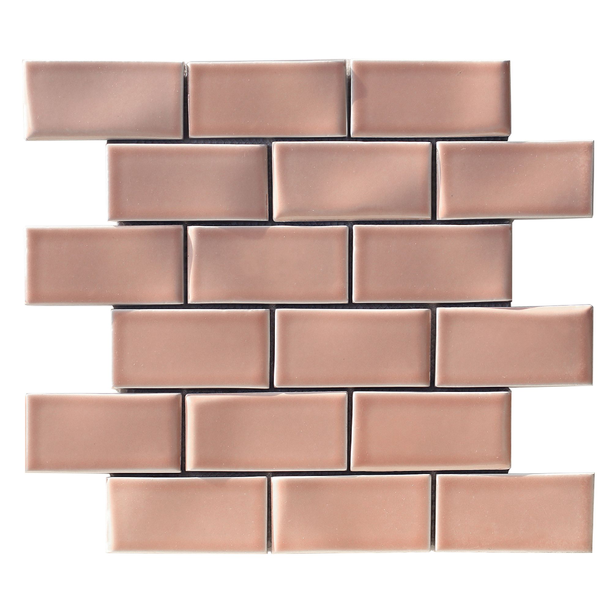 Blush pink Polished Handmade effect Porcelain Mosaic tile, (L)300mm (W ...