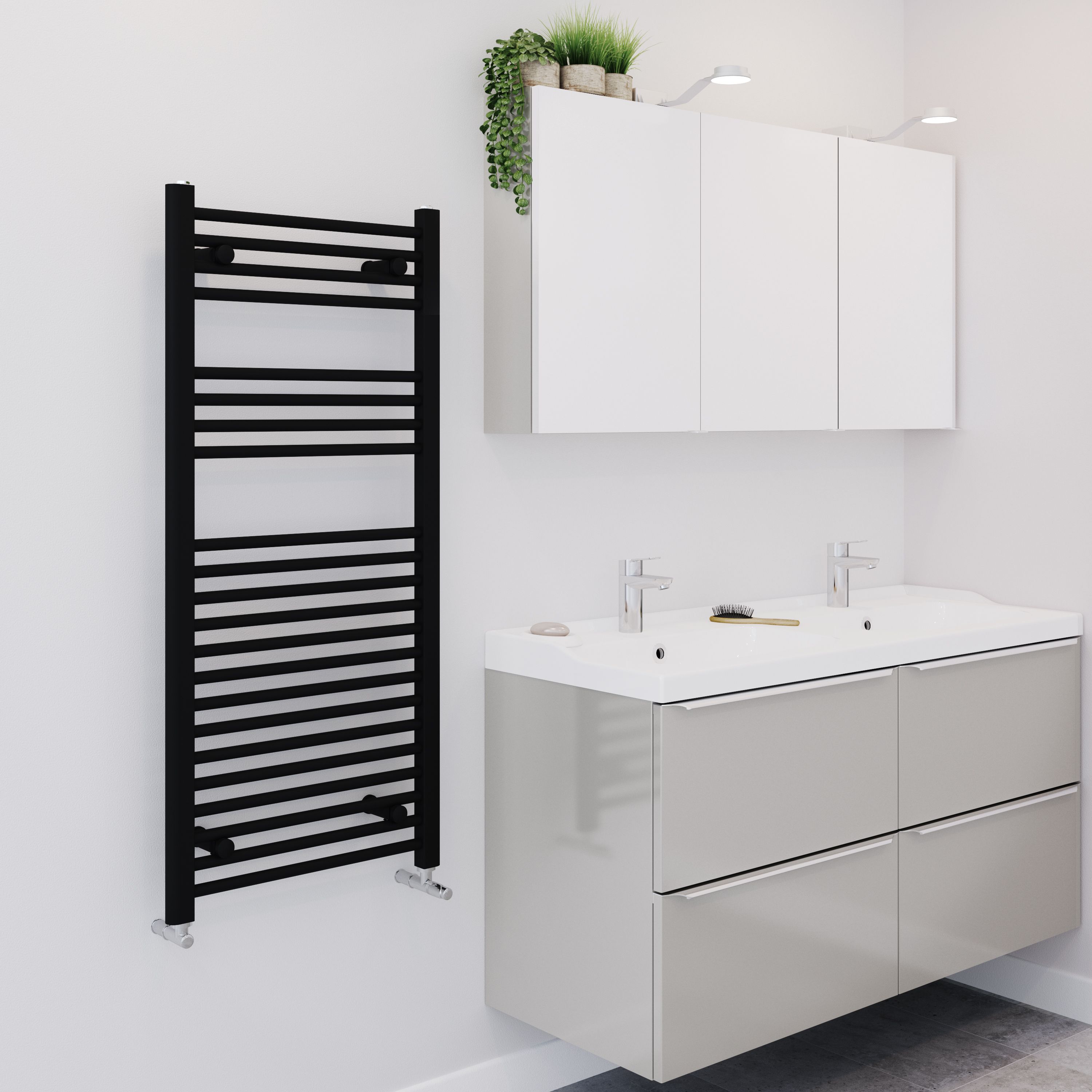 Blyss 489W Electric Matt Black Towel warmer (H)1100mm (W)500mm | DIY at B&Q