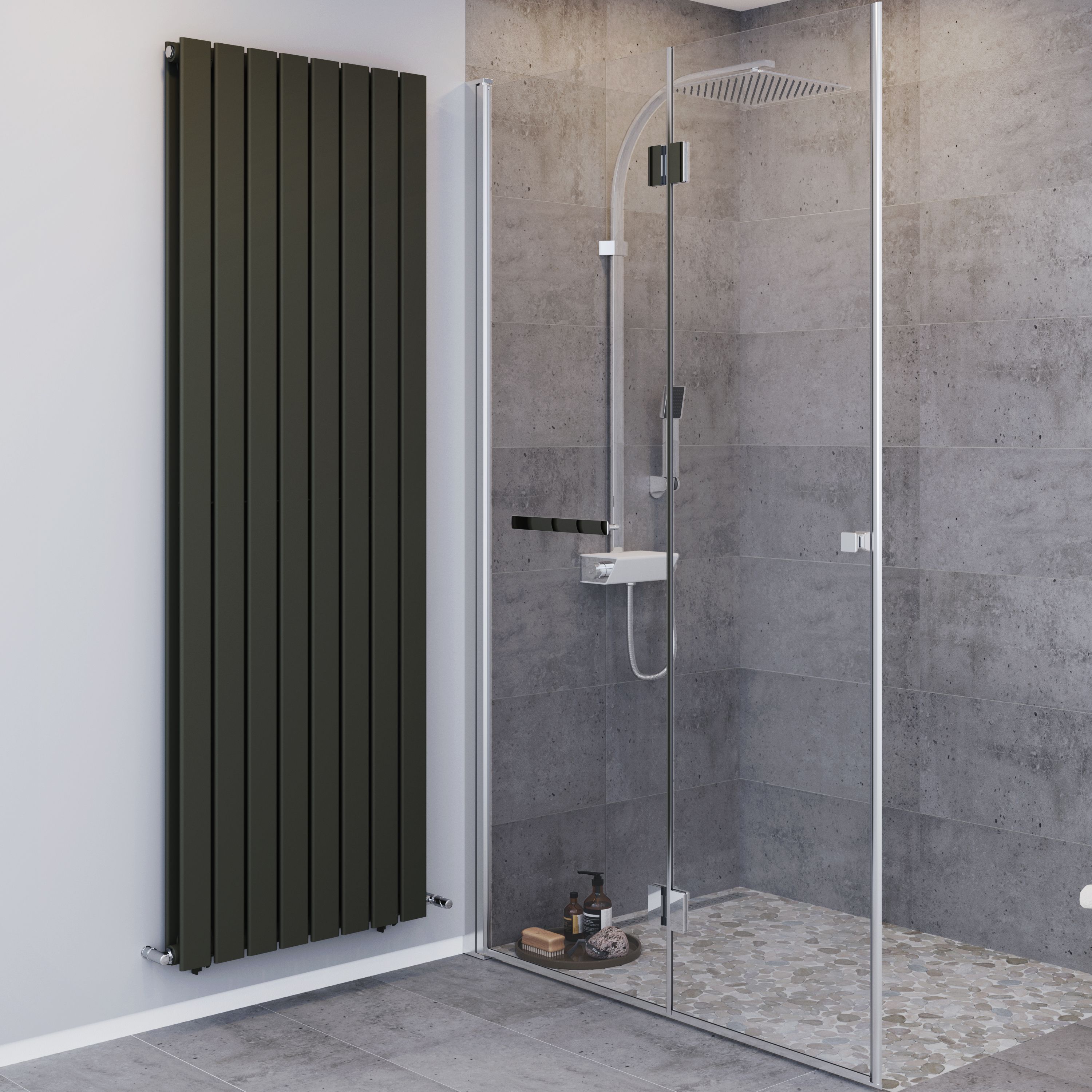 Blyss Faringdon 20161900 Grey Vertical Designer Radiator, (W)608mm x (H ...