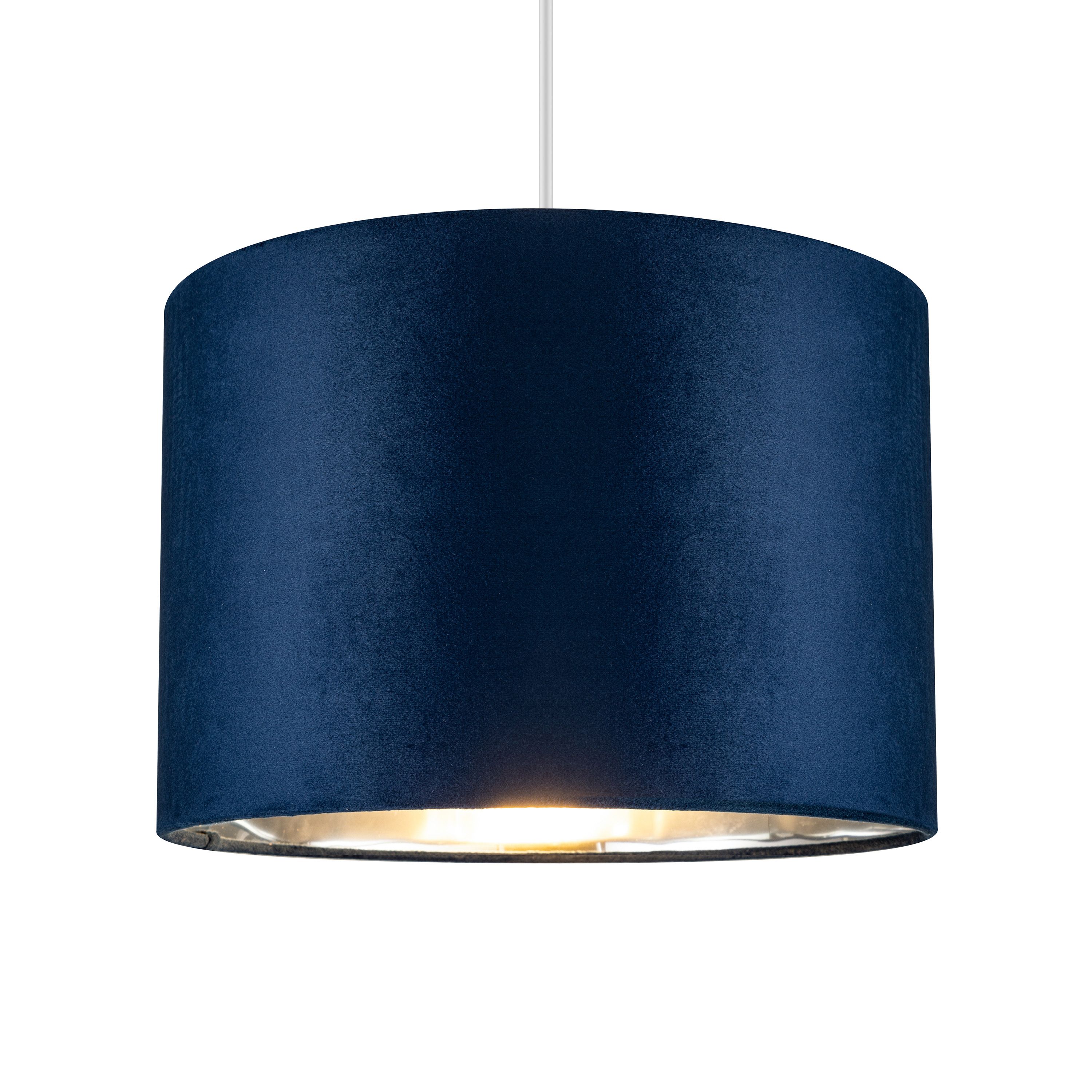 Bodmin Navy Silver effect Round Lamp shade (D)30cm