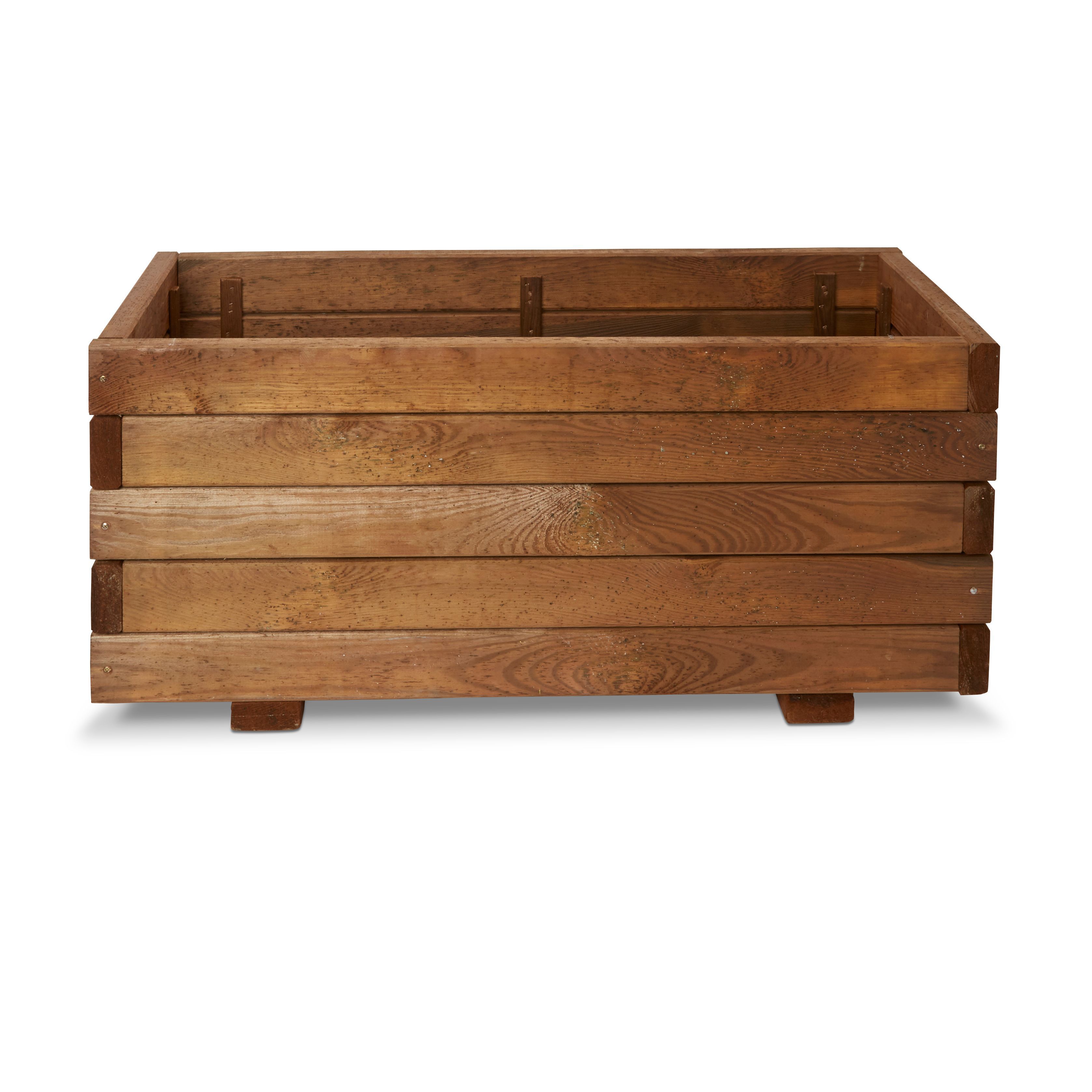 Bopha Pressure treated wood brown Wooden Rectangular Trough 40cm | DIY ...