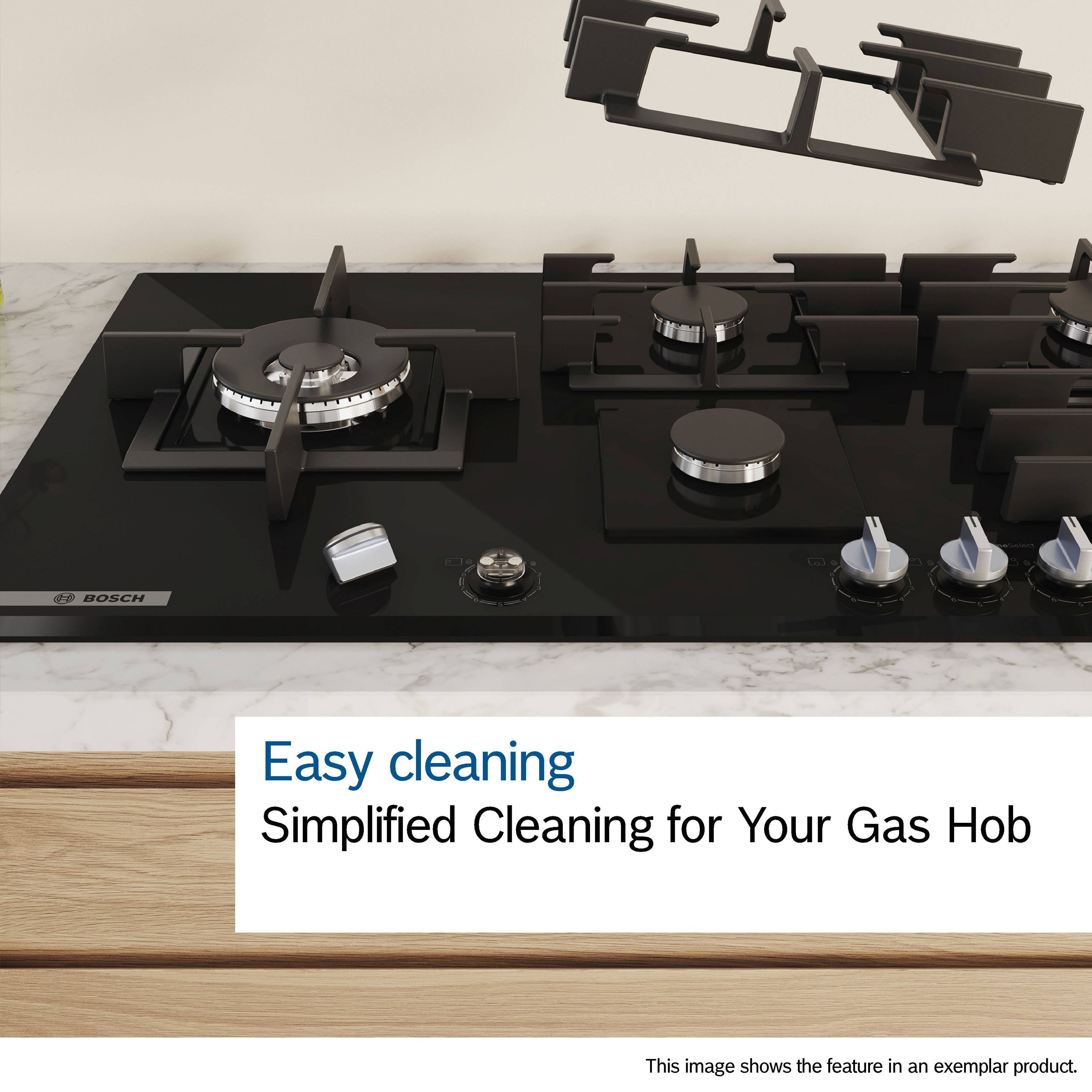 BOSCH SERIES 6 PPQ7A6I40 75.2CM GAS & ELECTRIC HOB - BLACK