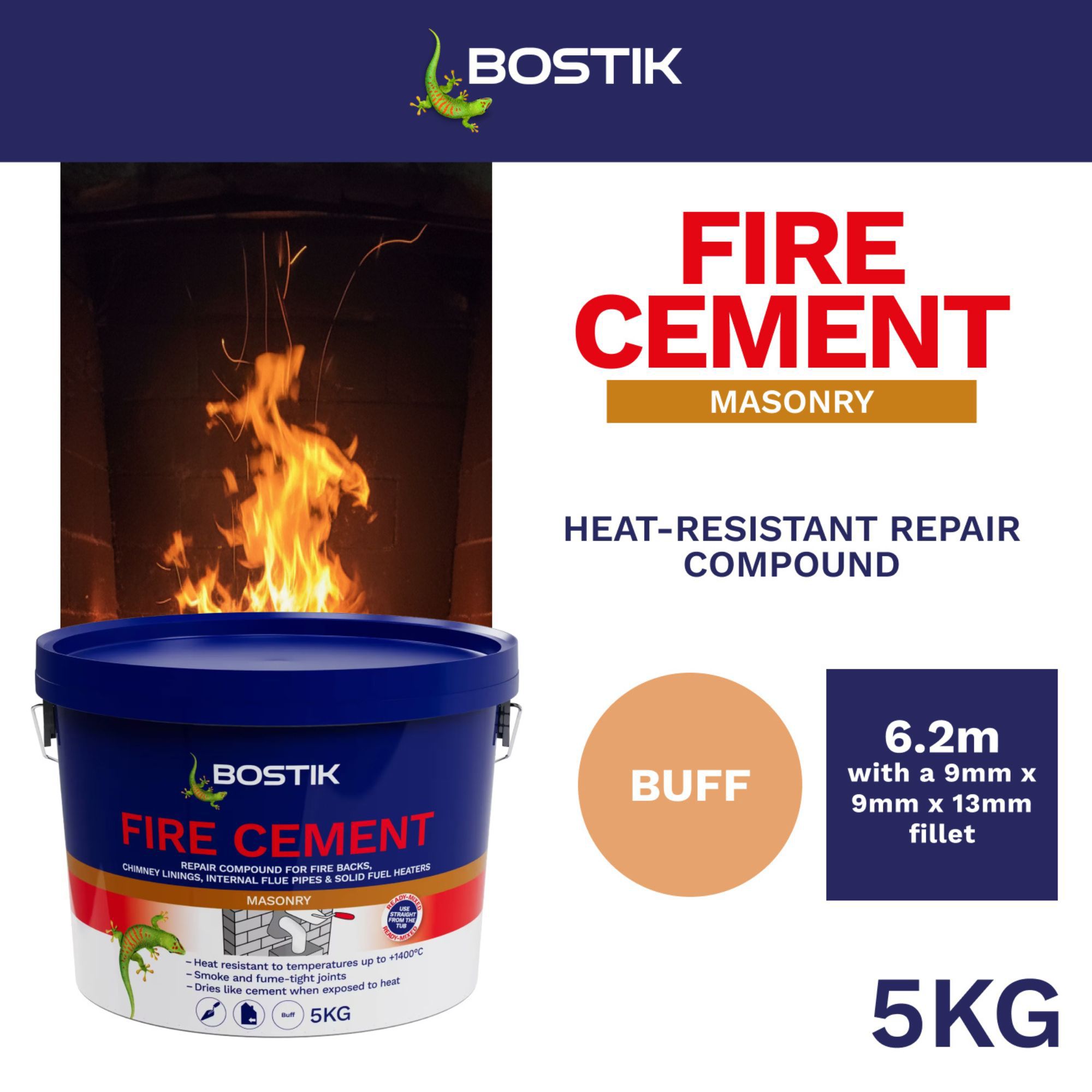 Bostik Cementone Buff Fire cement, 5kg Tub