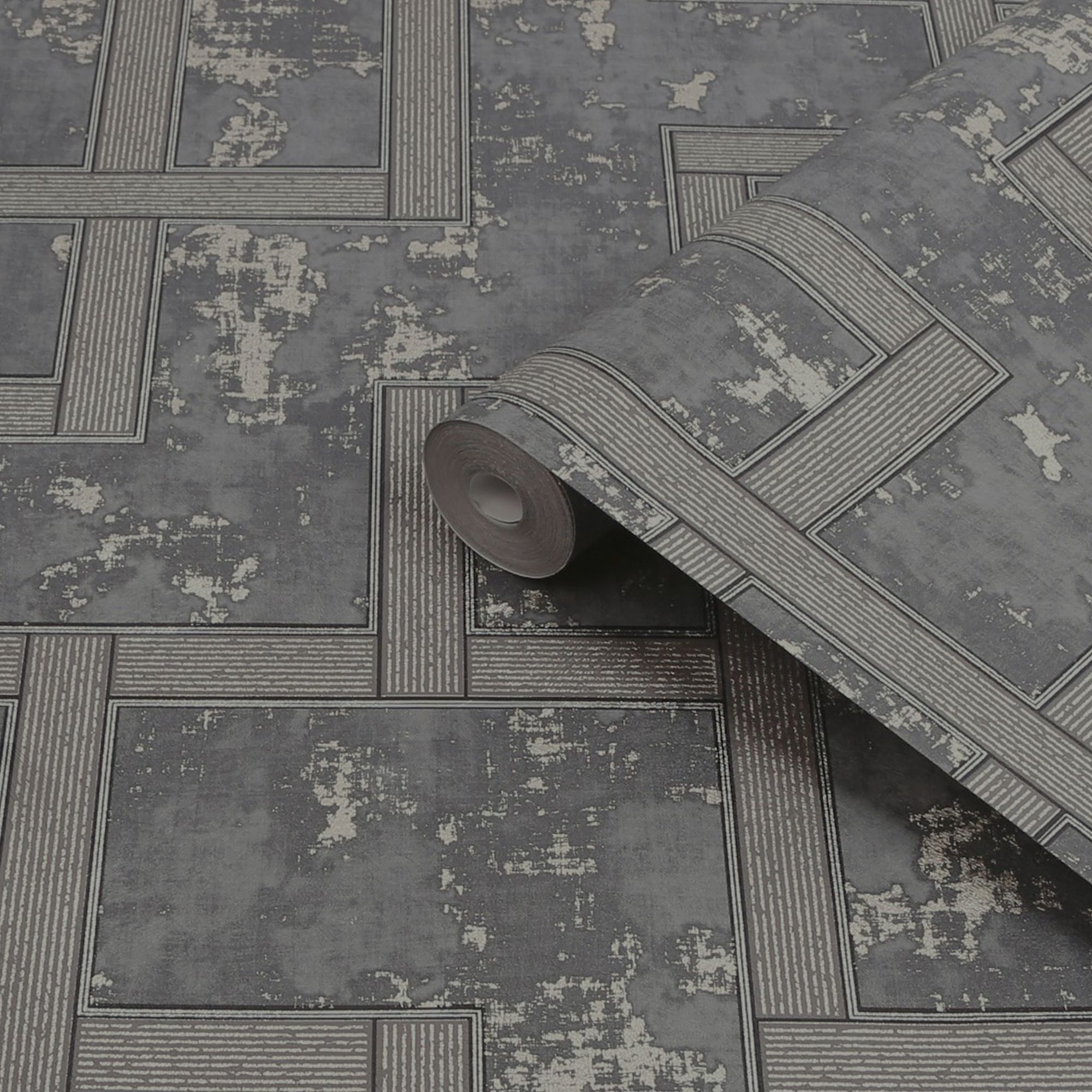 Boutique Black Metallic effect Geometric Textured Wallpaper | DIY at B&Q