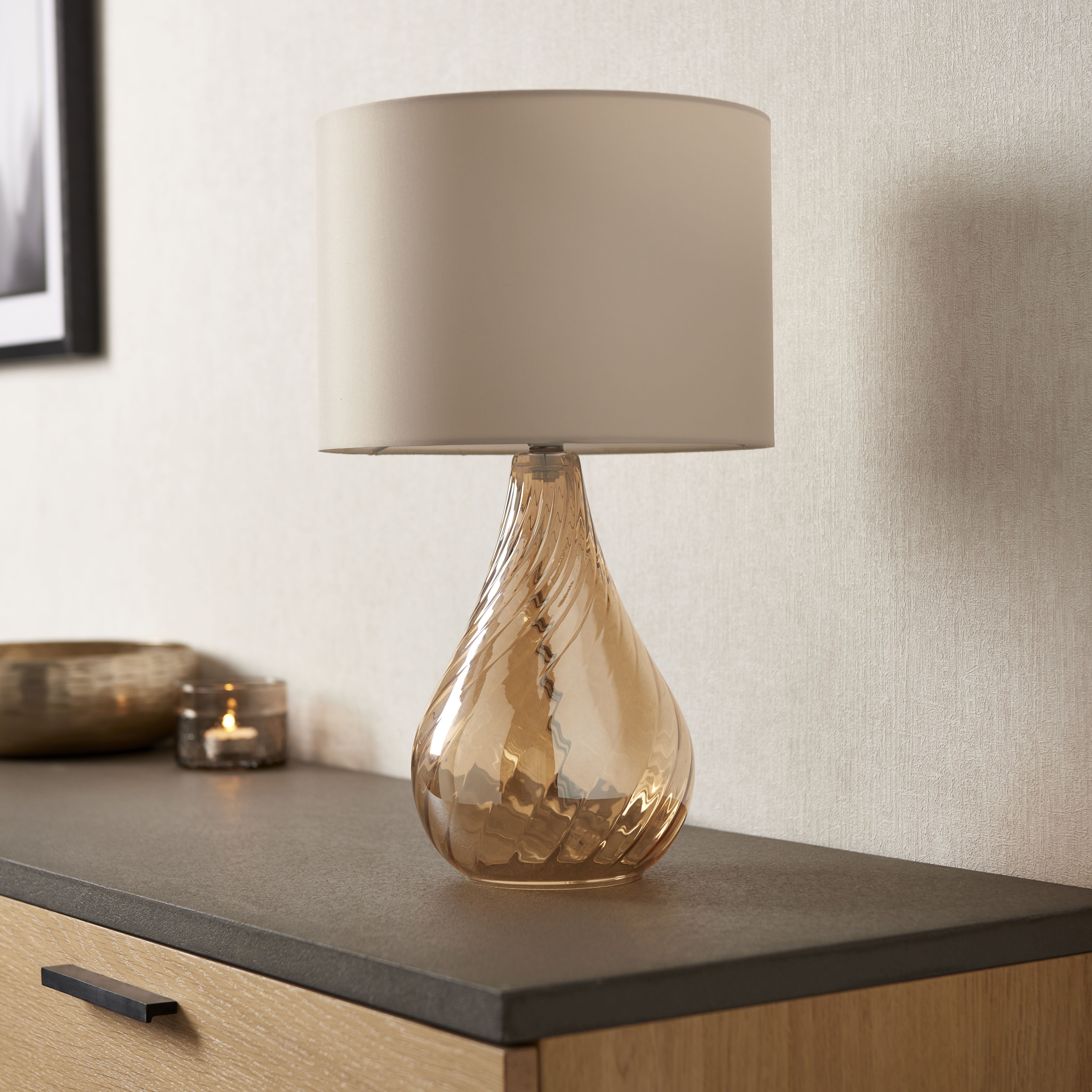 Boutique glass Satin Champagne Table lamp