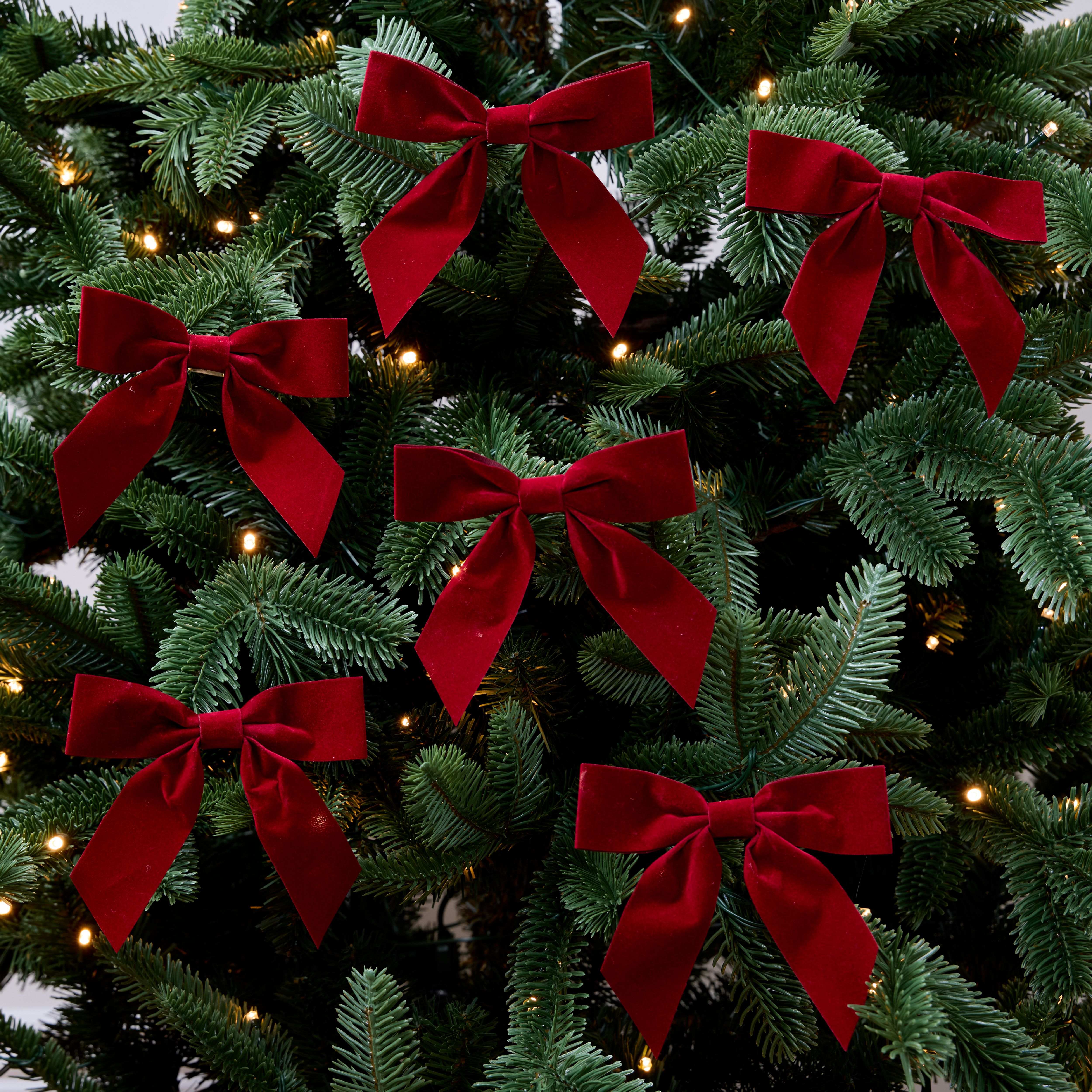 Bow Decoration, Set of 6 - Red