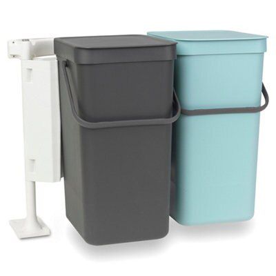 Brabantia Built-in Mint & grey Plastic Rectangular Kitchen Bin, 16L ...