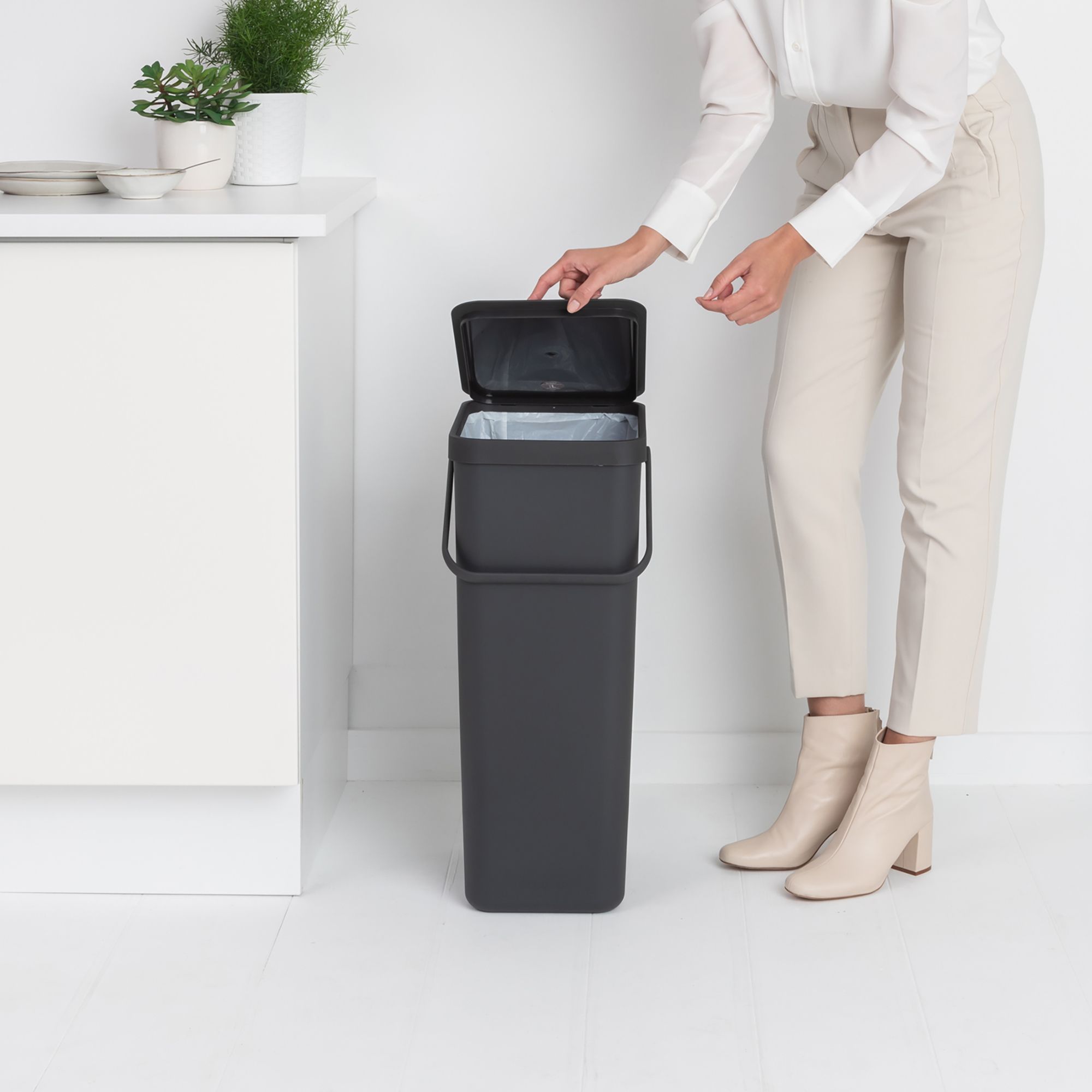 Brabantia Pedal Grey Plastic Bin - 40L Freestanding