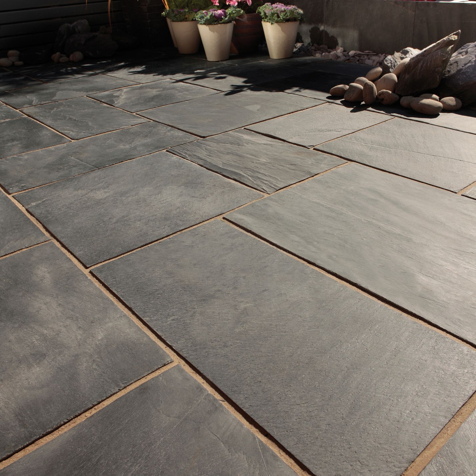 Bradstone Natural slate Blue black Slate Paving set, 10.2m² (L)3690mm ...