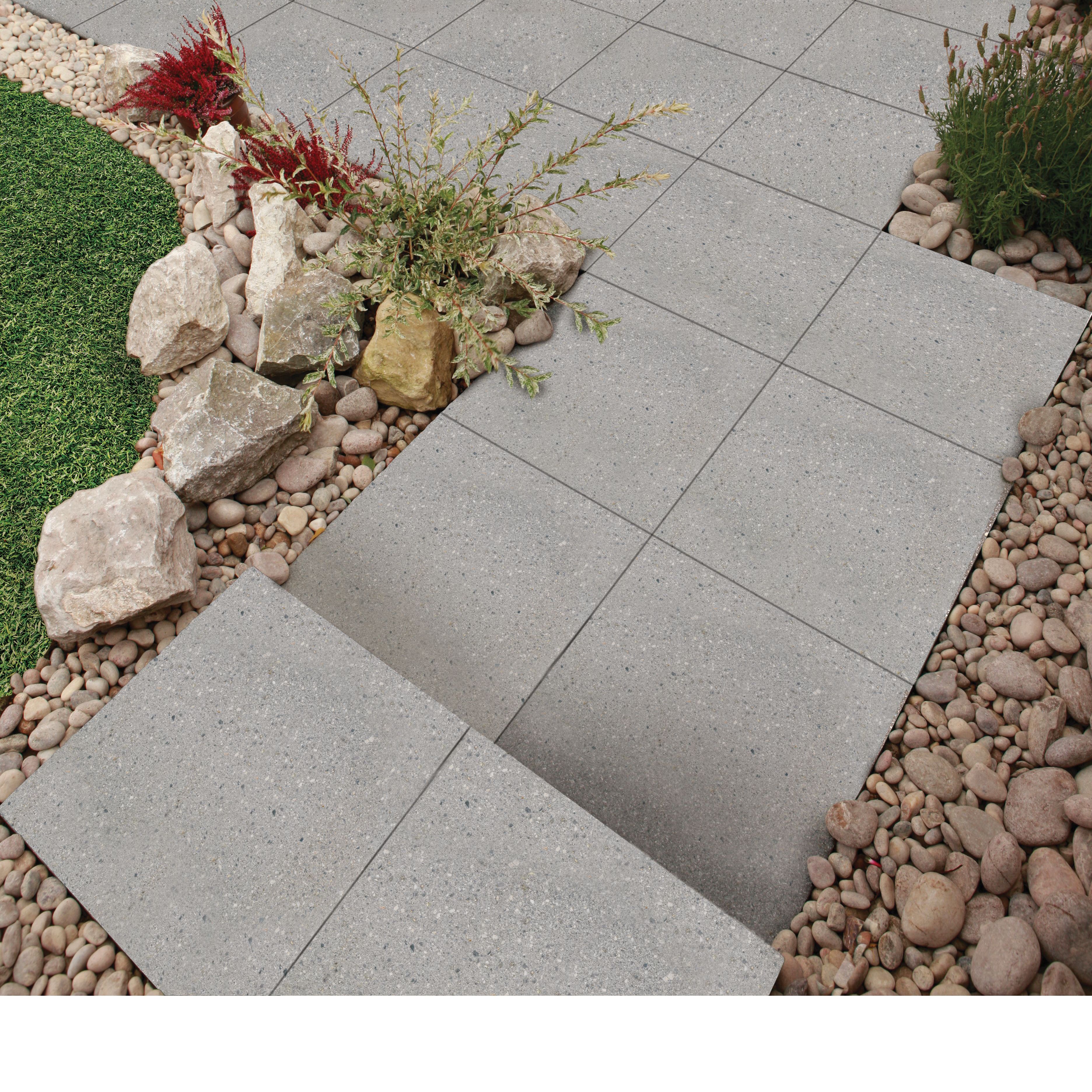 Bradstone Panache ground Silver grey Reconstituted stone Paving slab, 8 ...