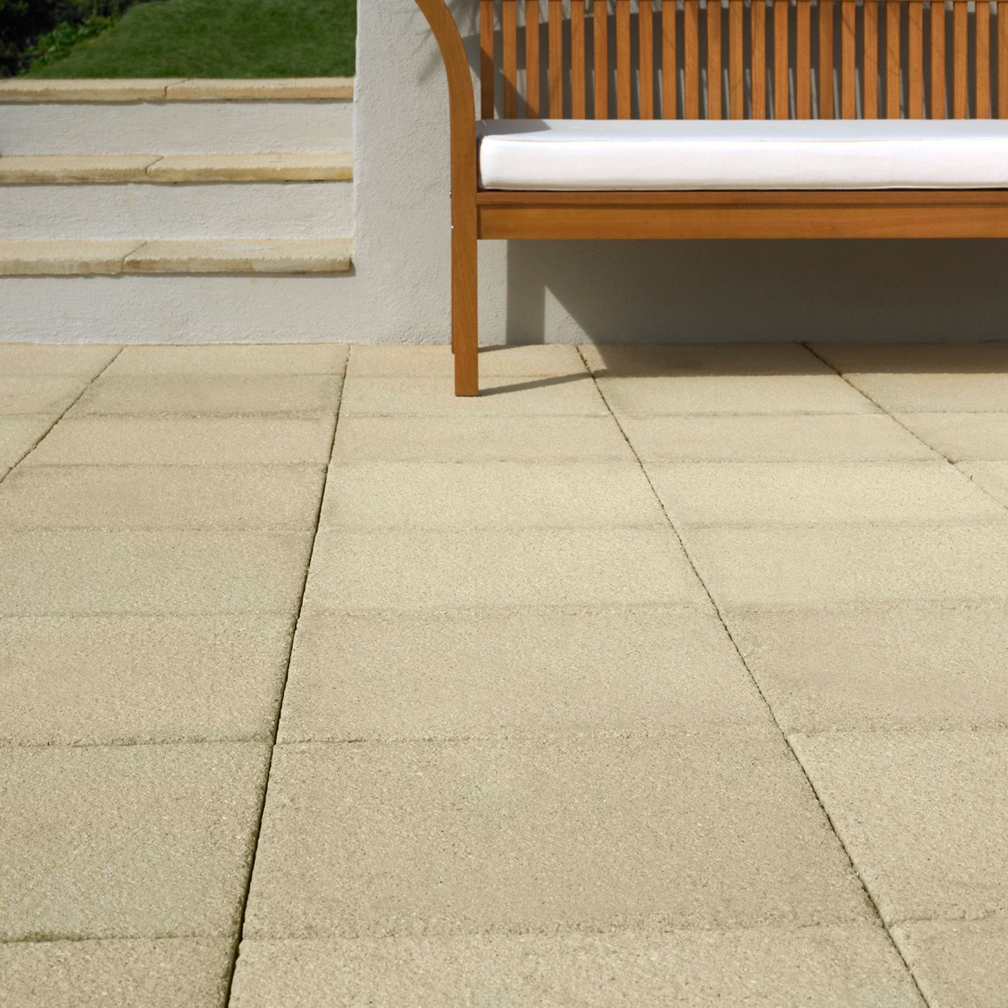 Bradstone Textured Buff Reconstituted stone Paving slab, 0.2m² (L)450mm ...