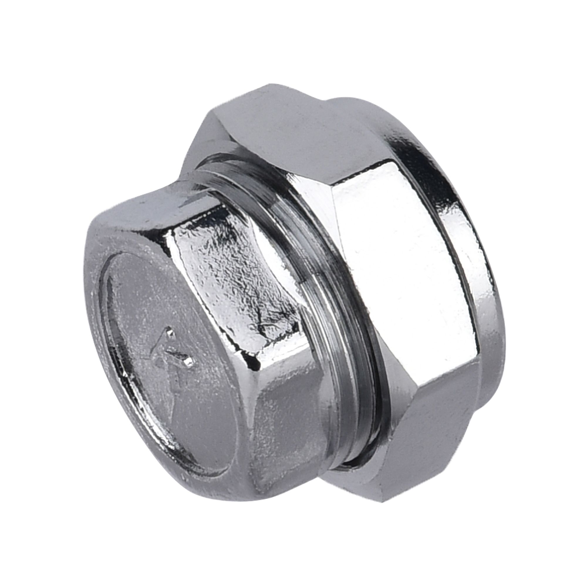 Brass Chrome effect Compression Stop end (Dia)15mm
