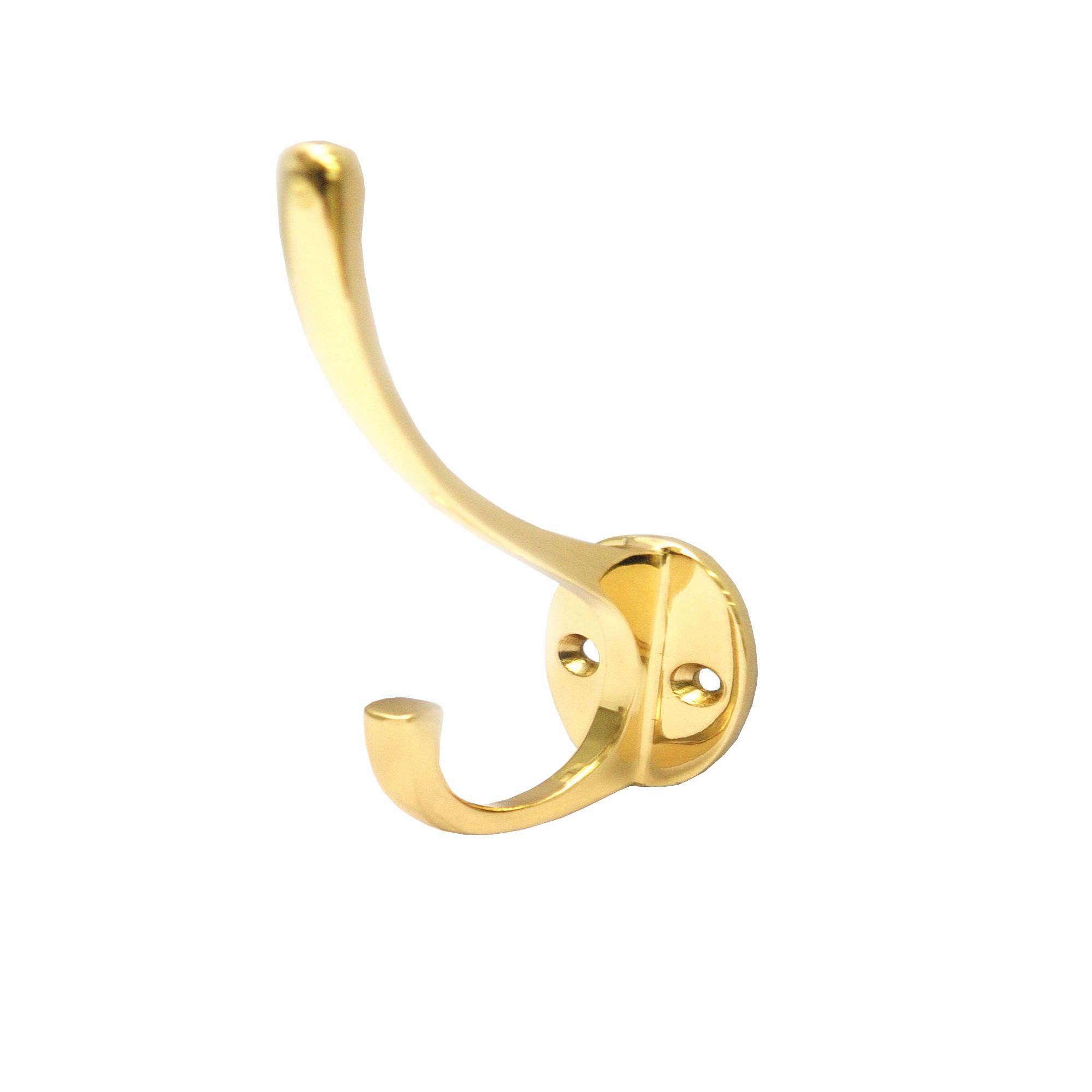 Brass Double Hook (H)29mm (W)58mm | DIY at B&Q