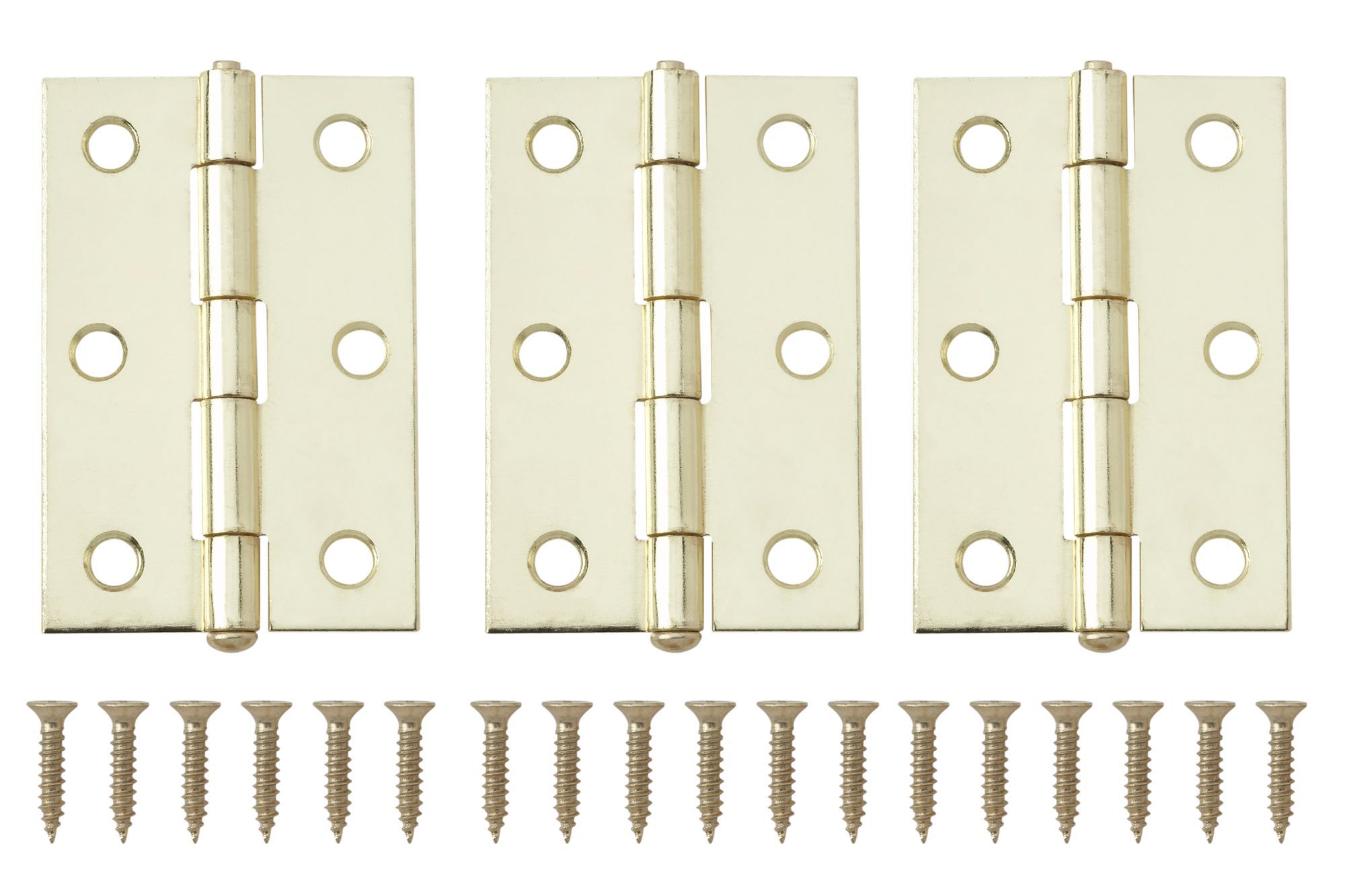 Brass-plated Metal Butt Door hinge N163 (L)75mm, Pack of 3 | DIY at B&Q