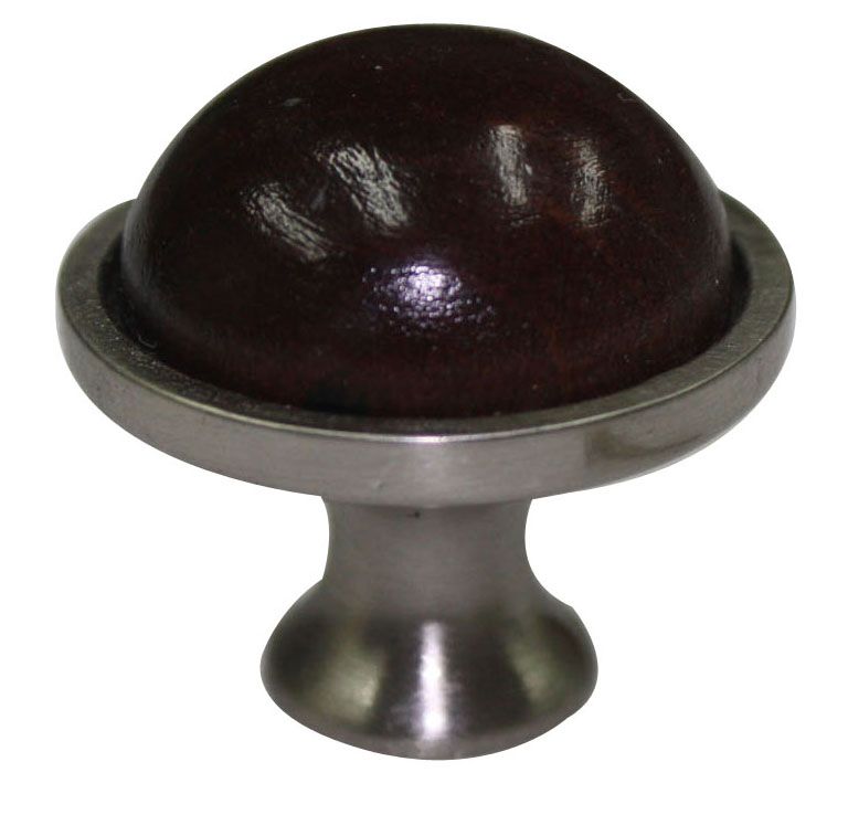 Brass, steel & wire Walnut effect Round Cabinet Knob (Dia)34mm
