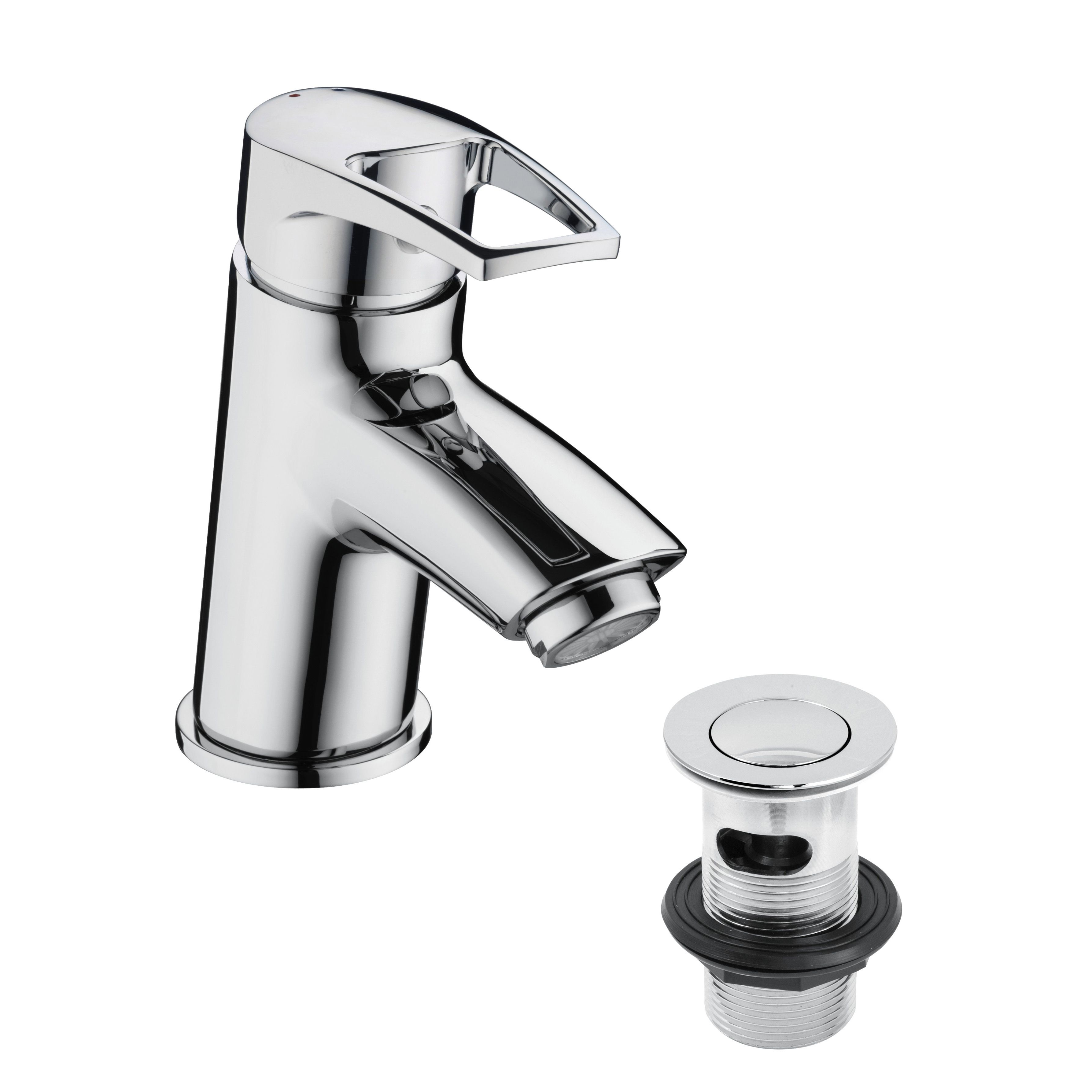 Bristan Mercury Standard Chrome effect Deck-mounted Manual Basin Mixer ...