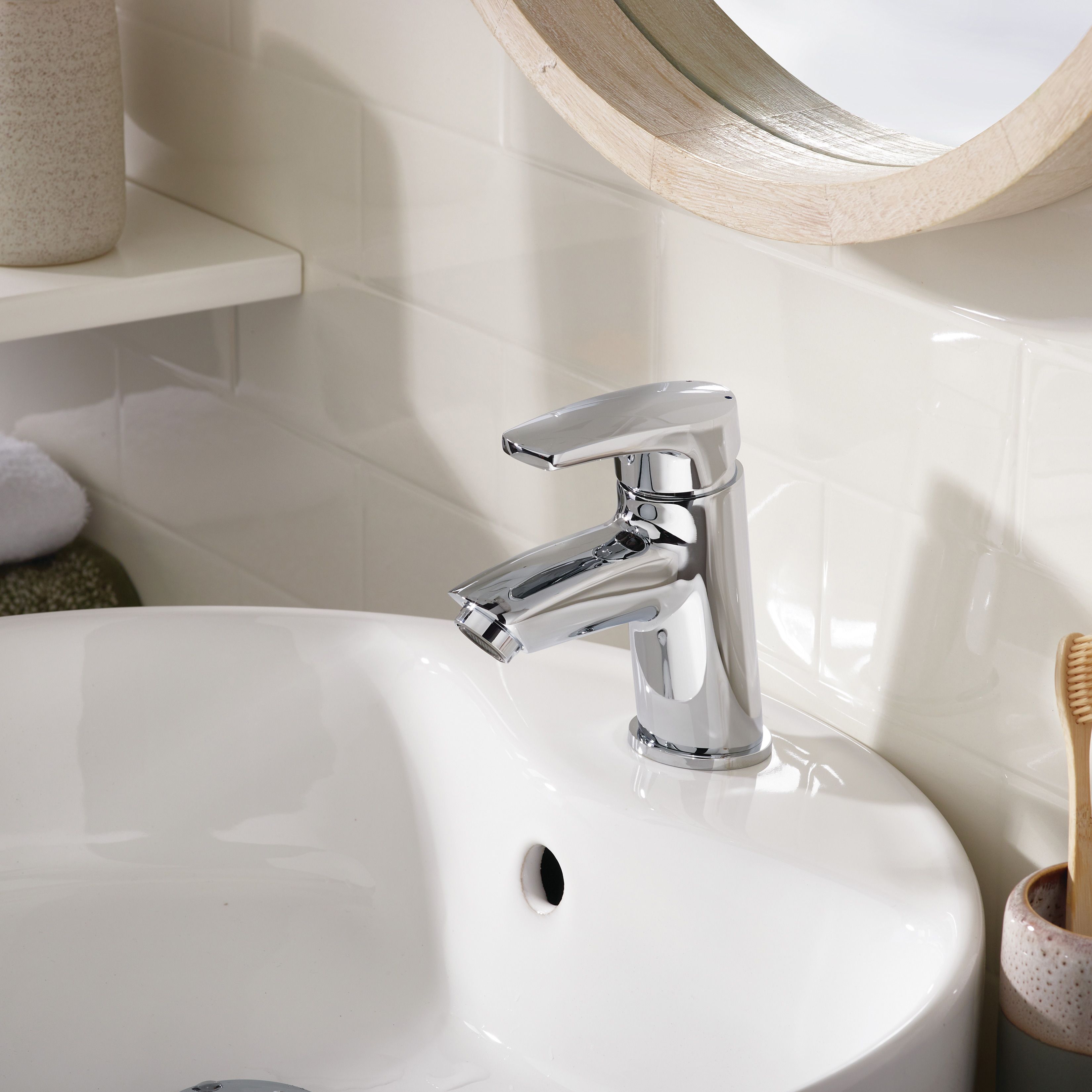 Bristan Orta Chrome effect Round Basin Mono mixer Tap
